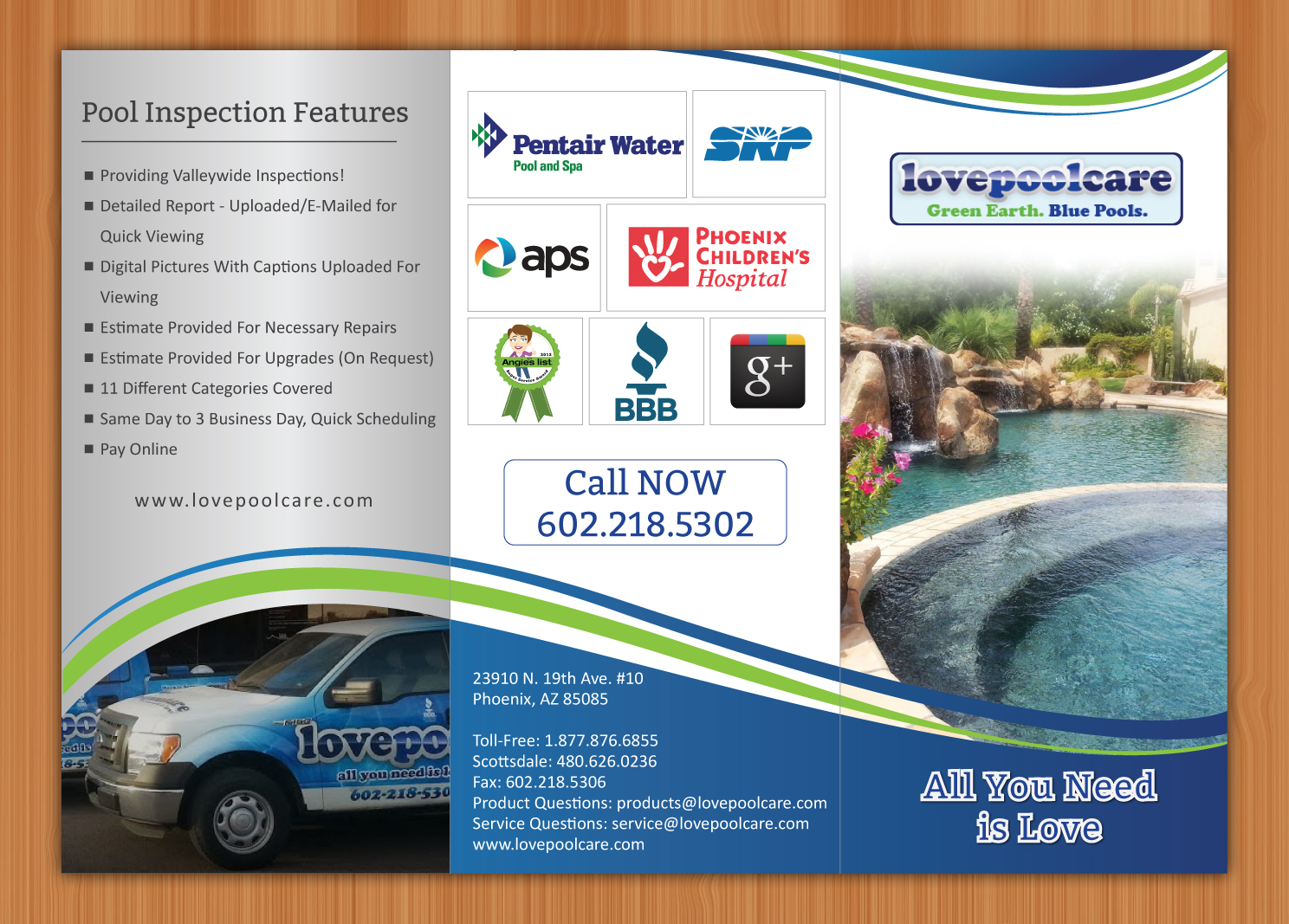 Colorful, Upmarket, Pool Service Brochure Design for Love Pool Care by ...