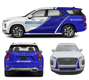 Vinyl wrap 2022 Hyundai Palisade, white matte wrap with "Bentley" logo ...