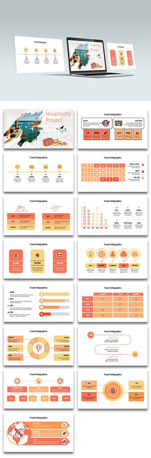 Hospitality project presentation | 16 PowerPoint Designs for a business in France