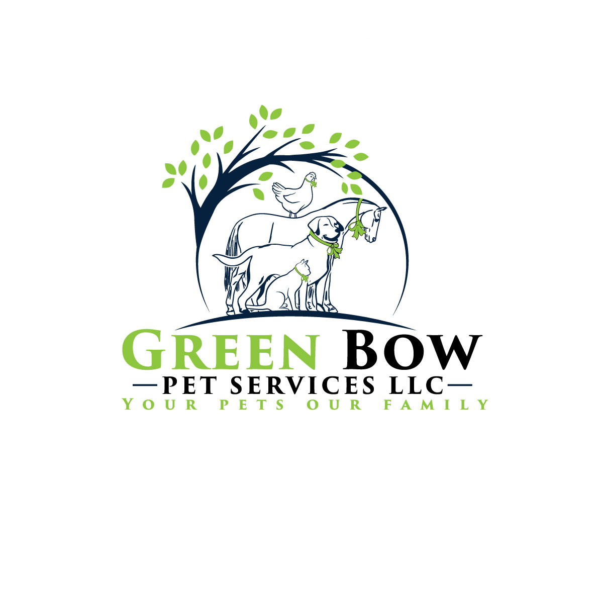 Bold, Playful, Domestic Pets Logo Design for Green Bow Pet Services LLC ...