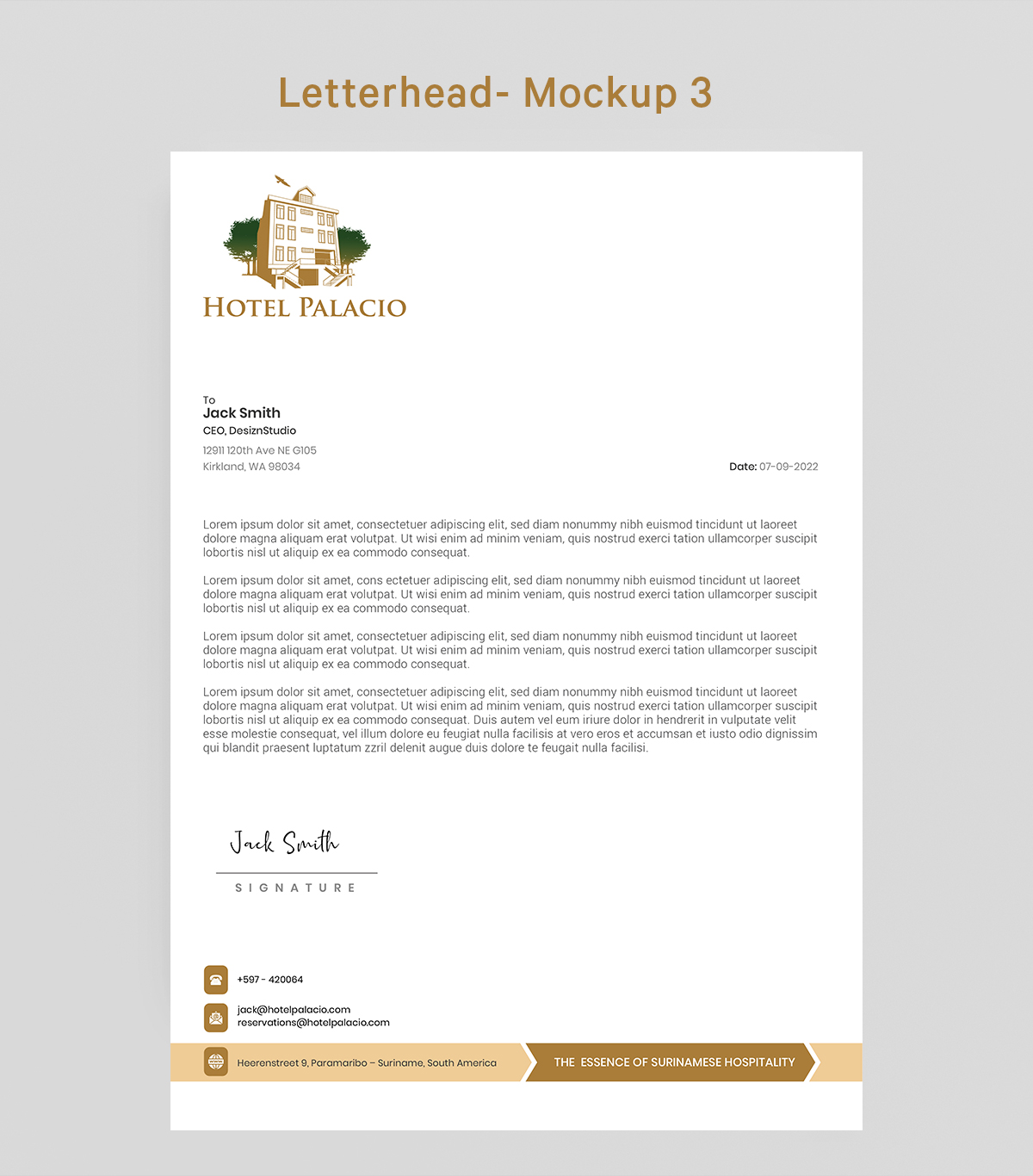 Letterhead Design for Hotel Palacio by Expert Designer | Design #29162249