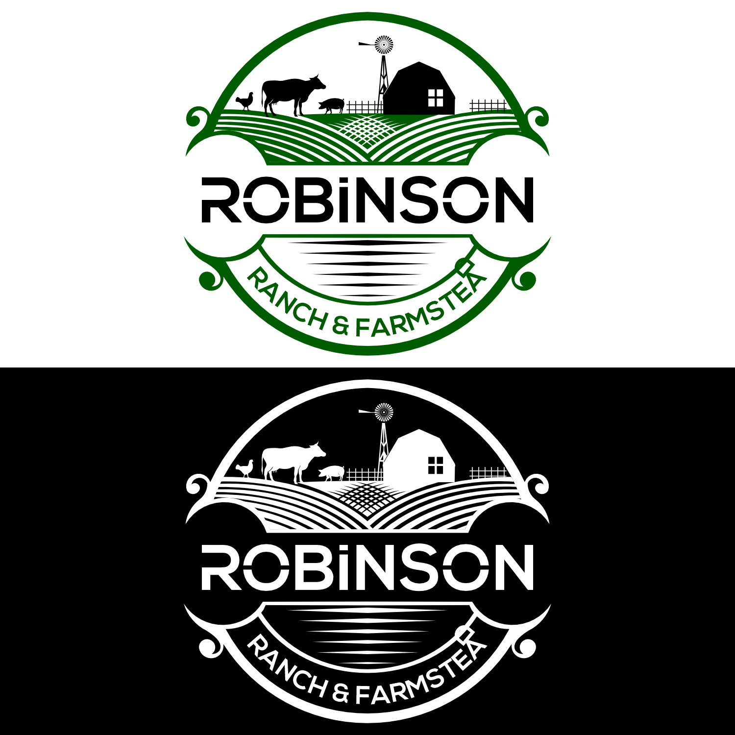 Elegant, Playful Logo Design for Robinson Ranch & Farmstead by ikiono | Design #29222998