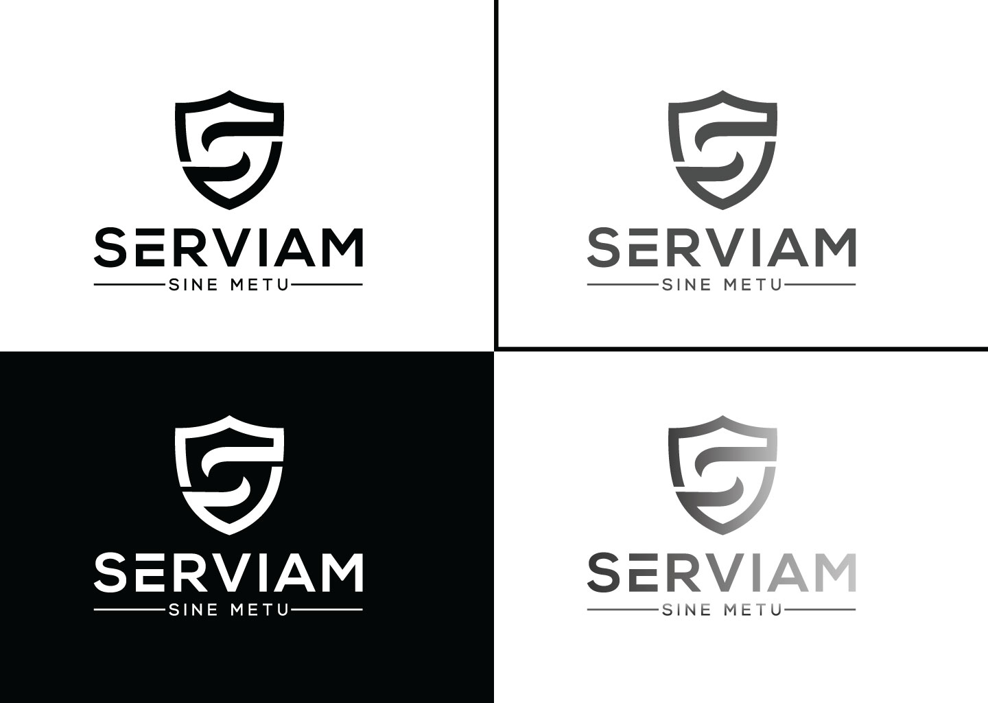 Logo Design for SERVIAM above, "S" inside badge/shield, "Sine Metu ...