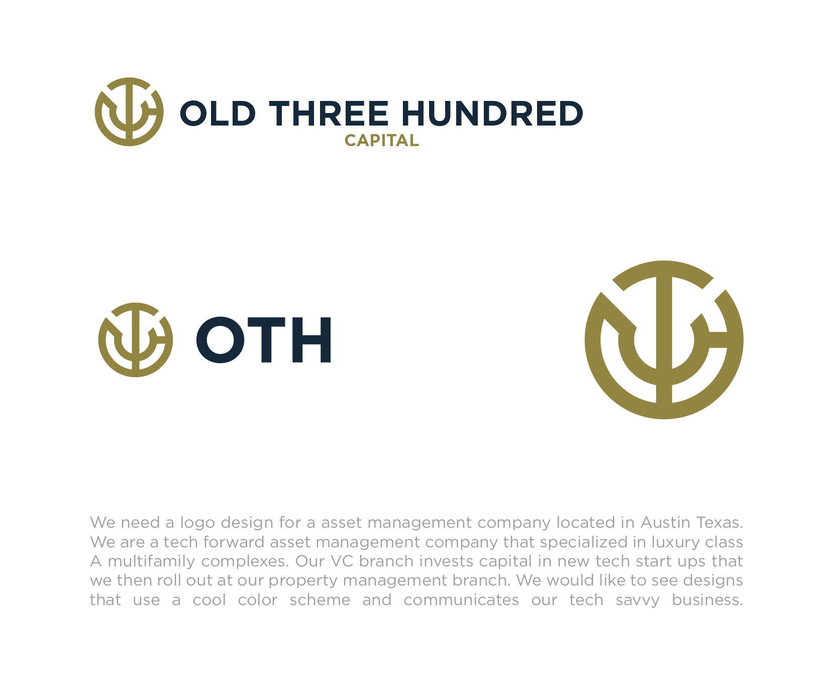 Modern, Upmarket Logo Design for OTH or Old Three Hundred Capital by ...