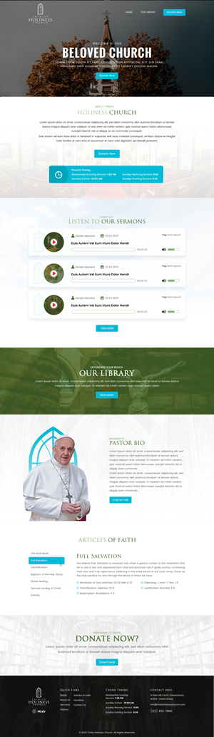 Church Website with Home Page and Member Sermon Library | 151 Web ...