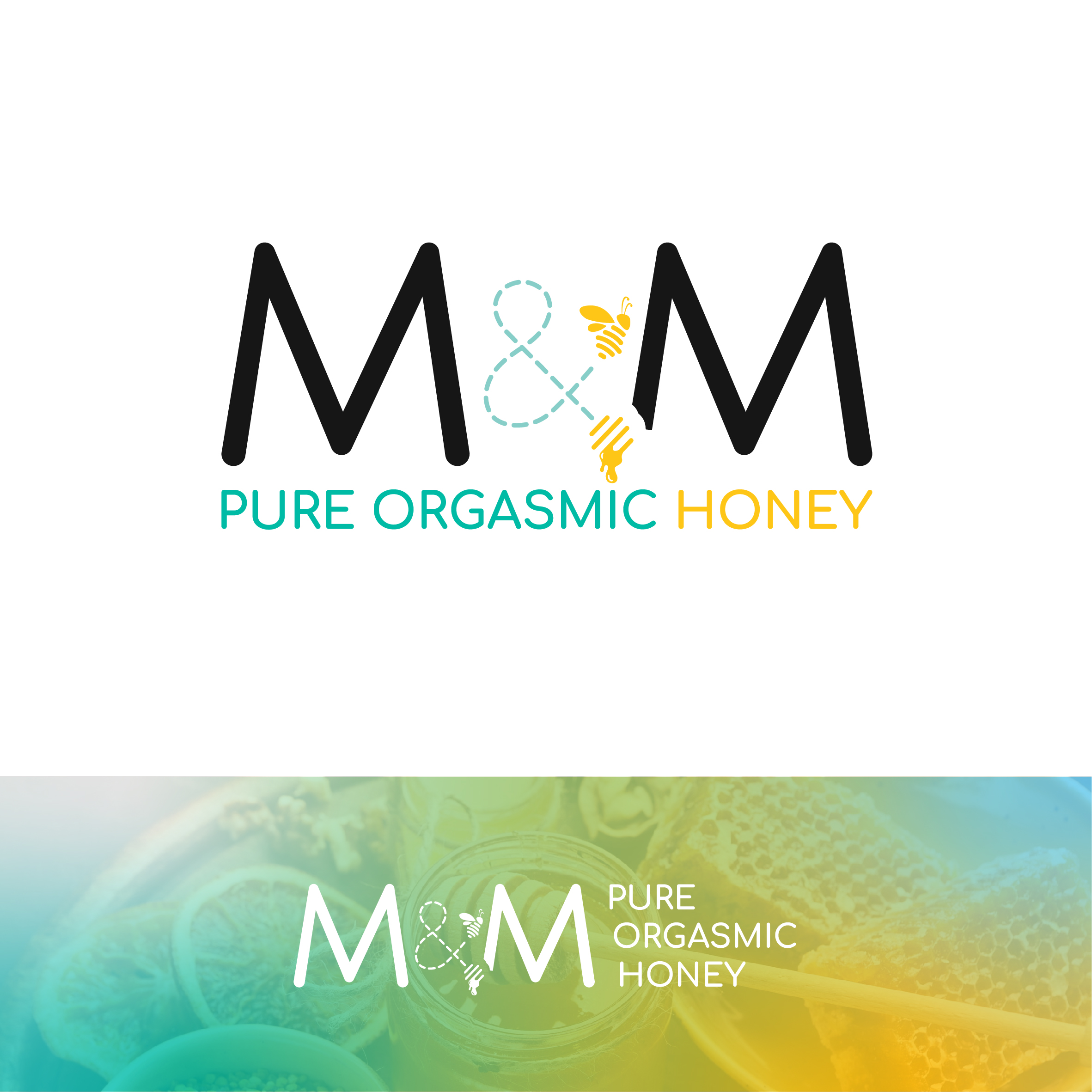 Playful, Elegant Logo Design for M&M Pure Orgasmic Honey by Aljune Castro Designs | Design #30357875