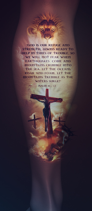 Christian cross w/ scripture cover up for back of calf... | 24 Tattoo ...