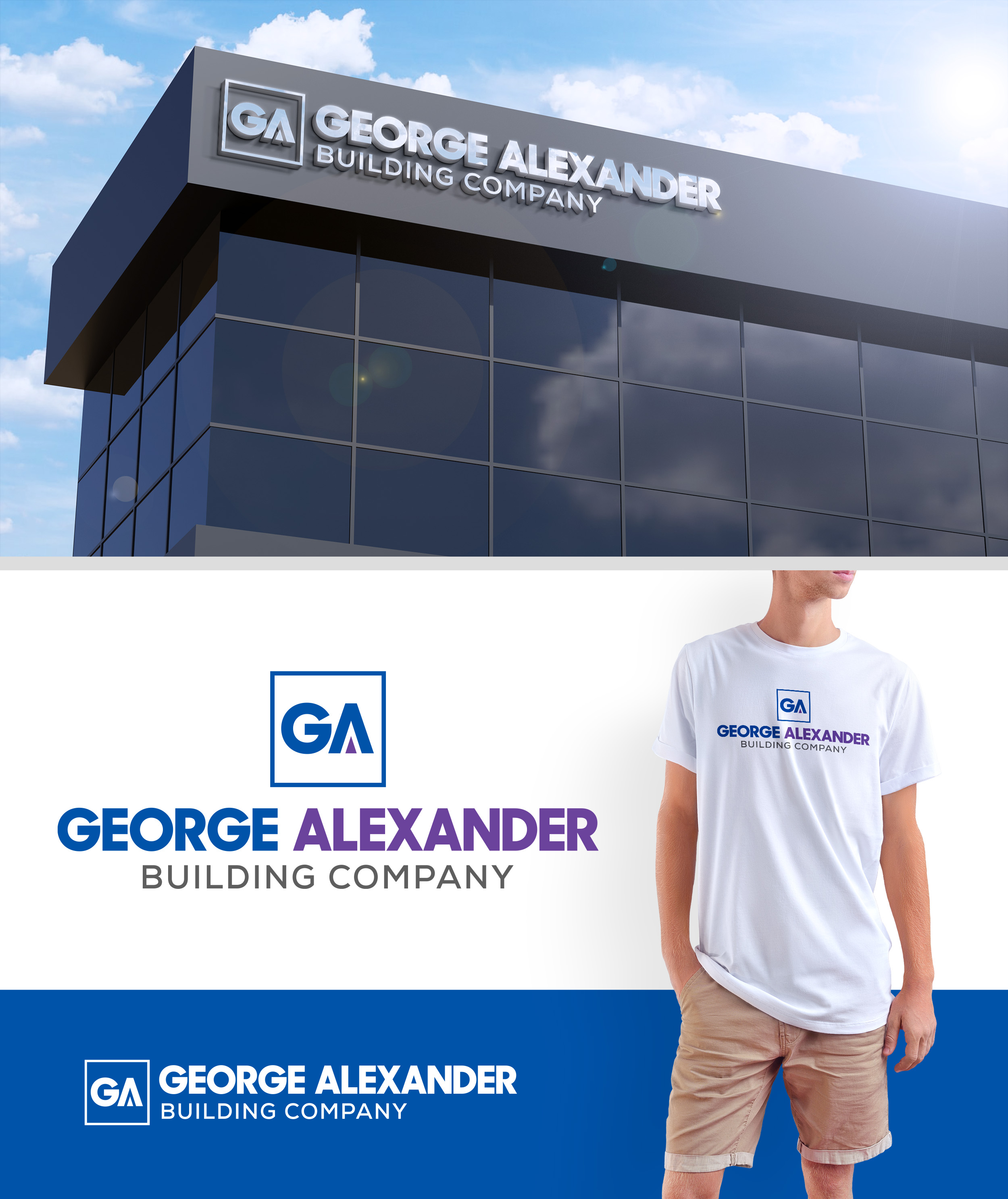 Serious, Modern, Construction Industry Logo Design for George Alexander Building Company or GA ...