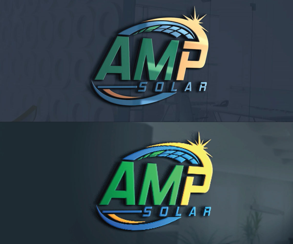 Elegant, Playful, Solar installation Logo Design for AMP or Amp Solar ...
