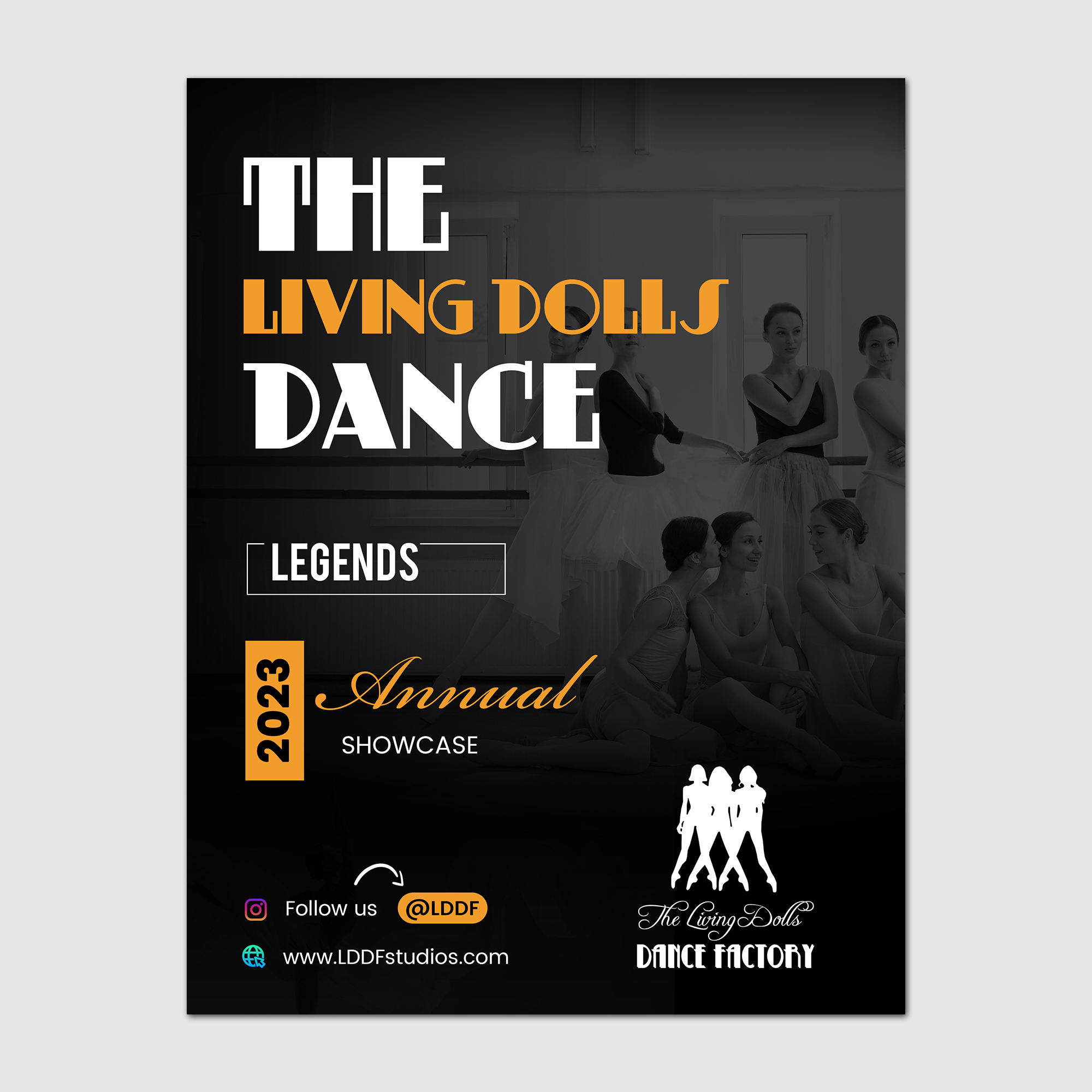 Elegant, Playful, Entertainment Flyer Design for The Living Dolls Dance ...