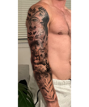 Coop’s arm 3/4 sleeve tattoo design | 5 Tattoo Designs for a business in United States