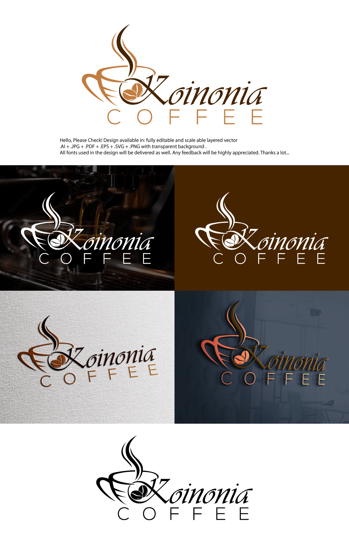 Logo Design for Koinonia Coffee....a coffee worth sharing by ...