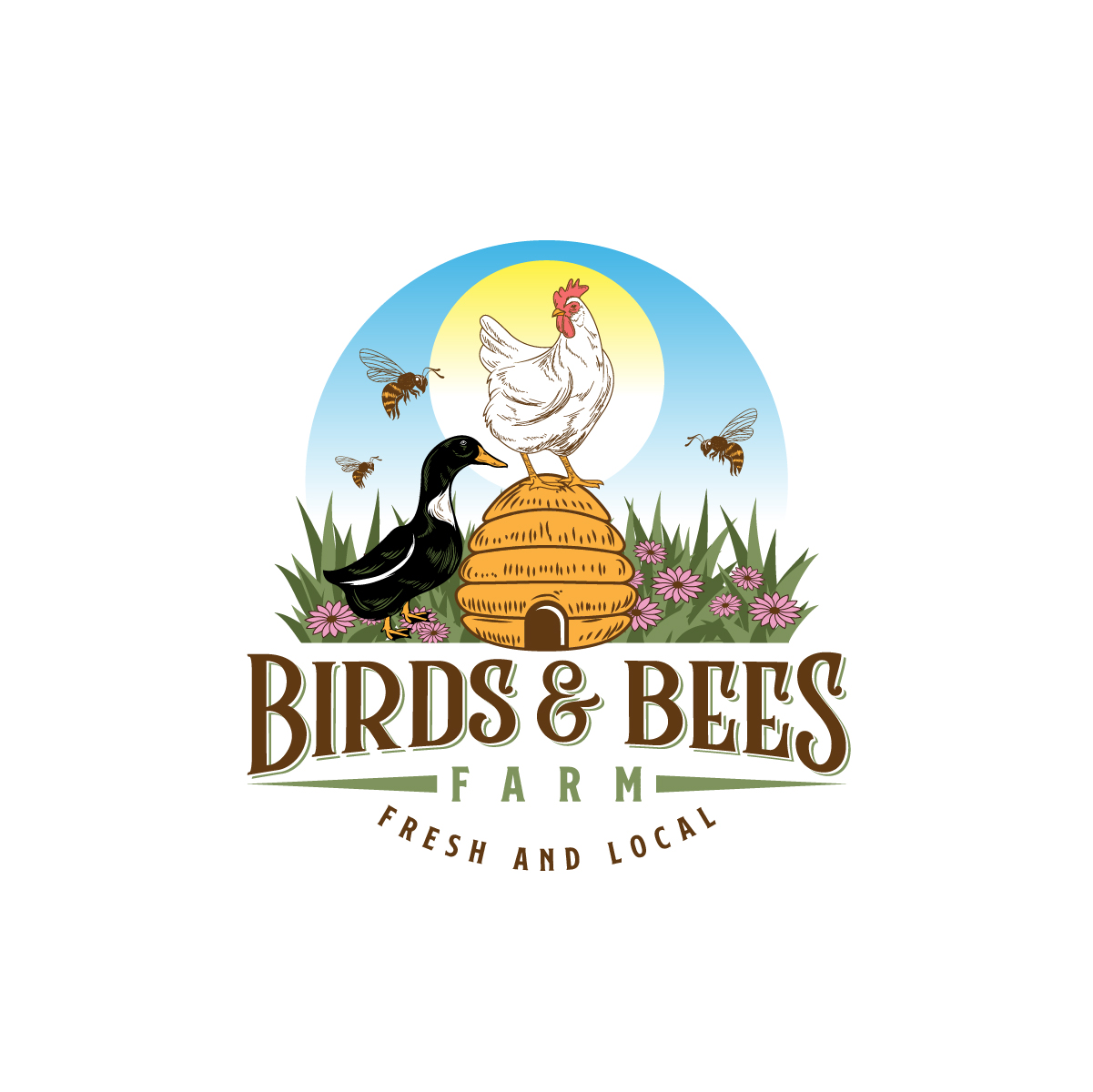 Playful, Colorful, Farm/Agricultural Logo Design for Birds & Bees Farm ...