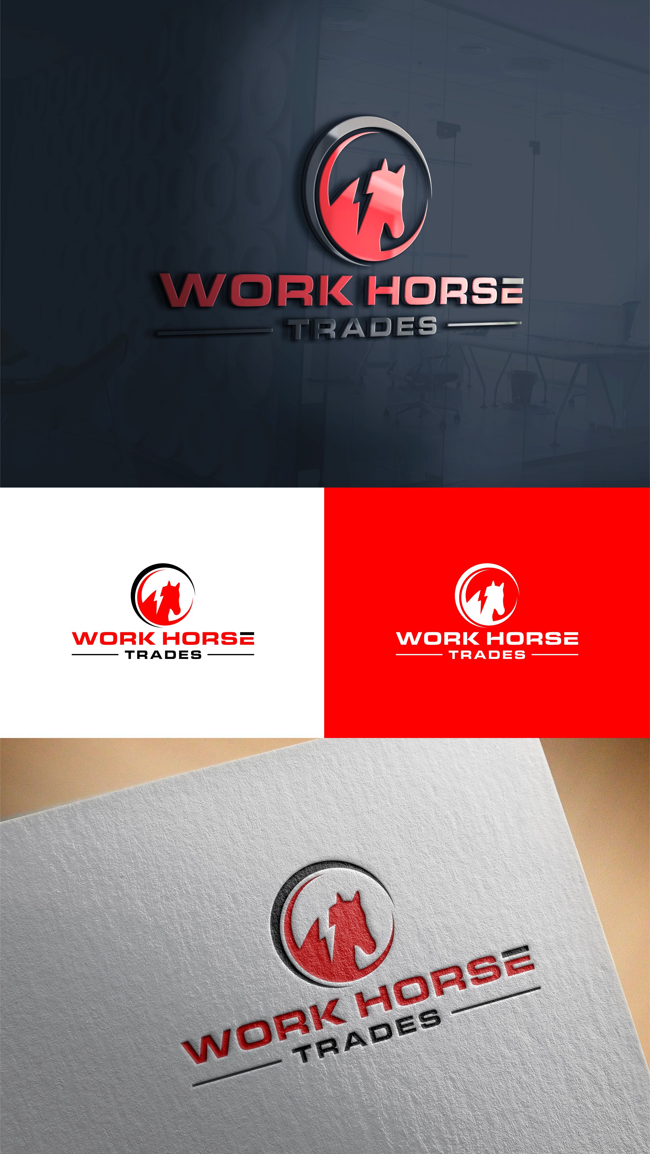Bold, Masculine, Electrical, mechanical, rueal Logo Design for Work Horse Trades by SH Designs ...