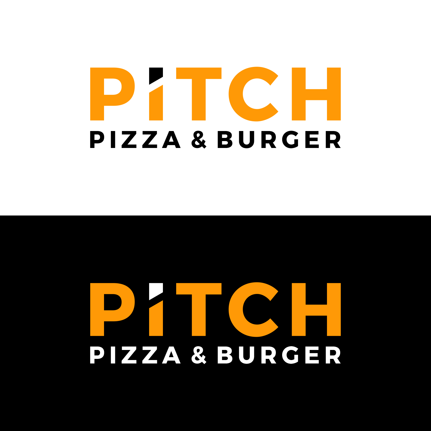 Modern, Bold, restaurant bar Logo Design for PITCH Pizza & Burger by ...