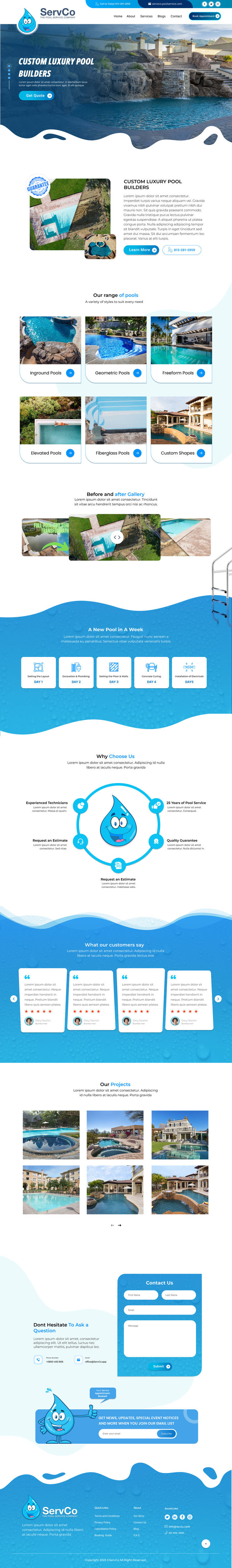 Elegant, Playful, swimming pool Web Design for a Company by Mustarin ...