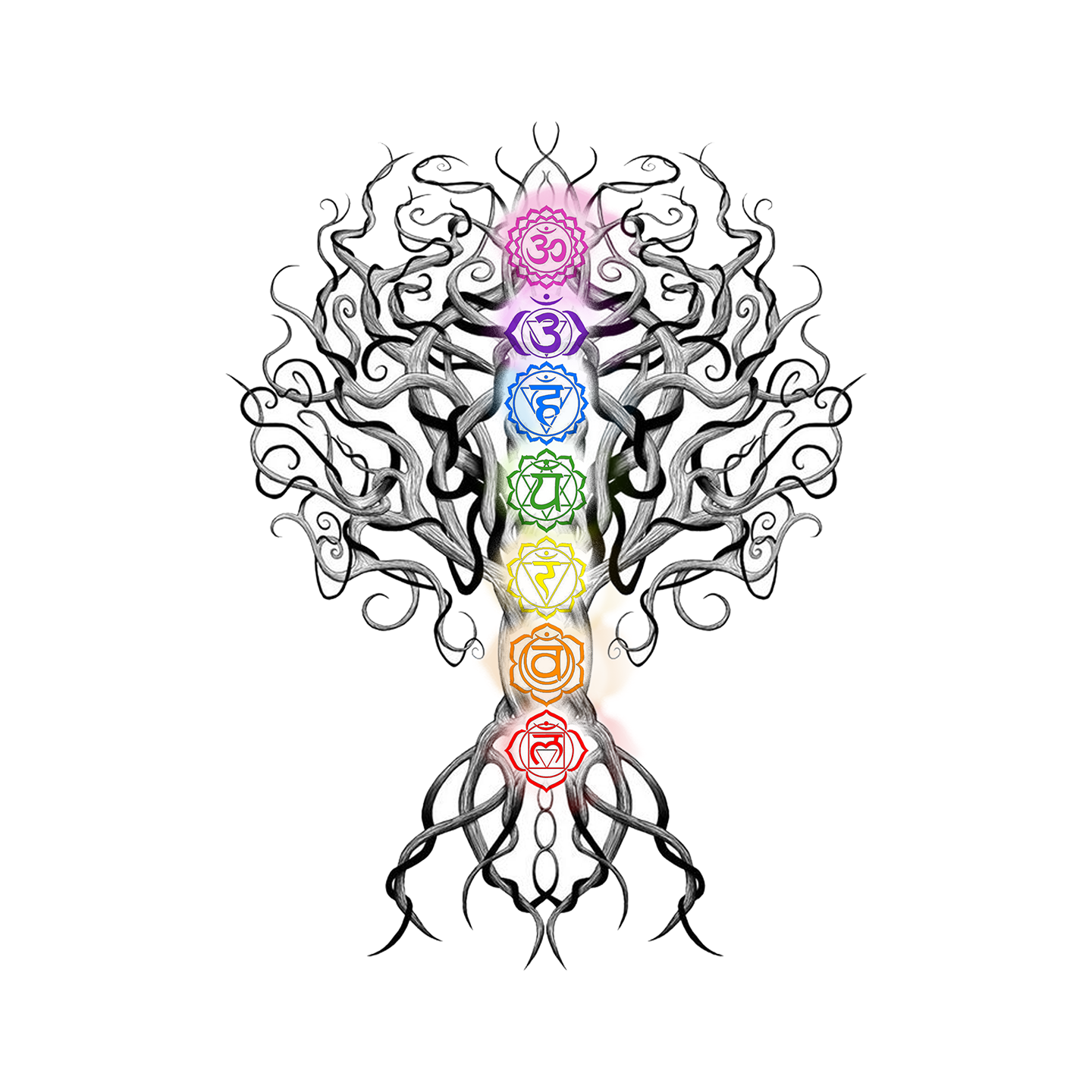 Back Tree With Chakras Colored Tattoo | 7 Tattoo Designs for a business ...