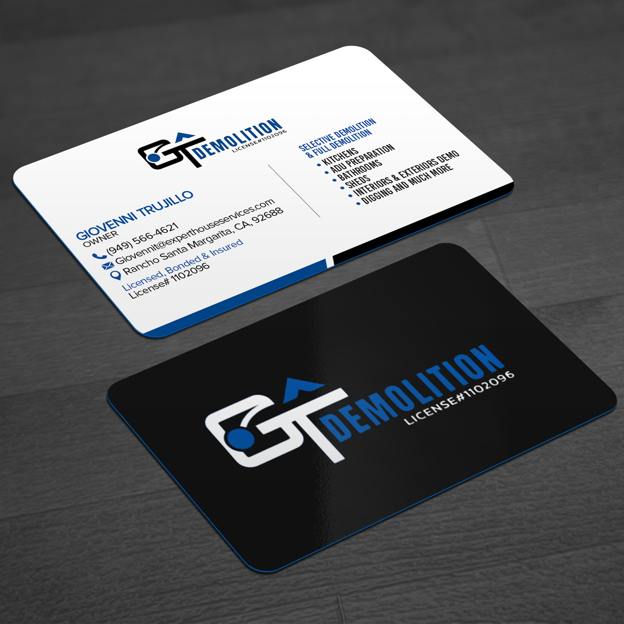 Serious, Modern, Construction specialist in Demolition Business Card ...