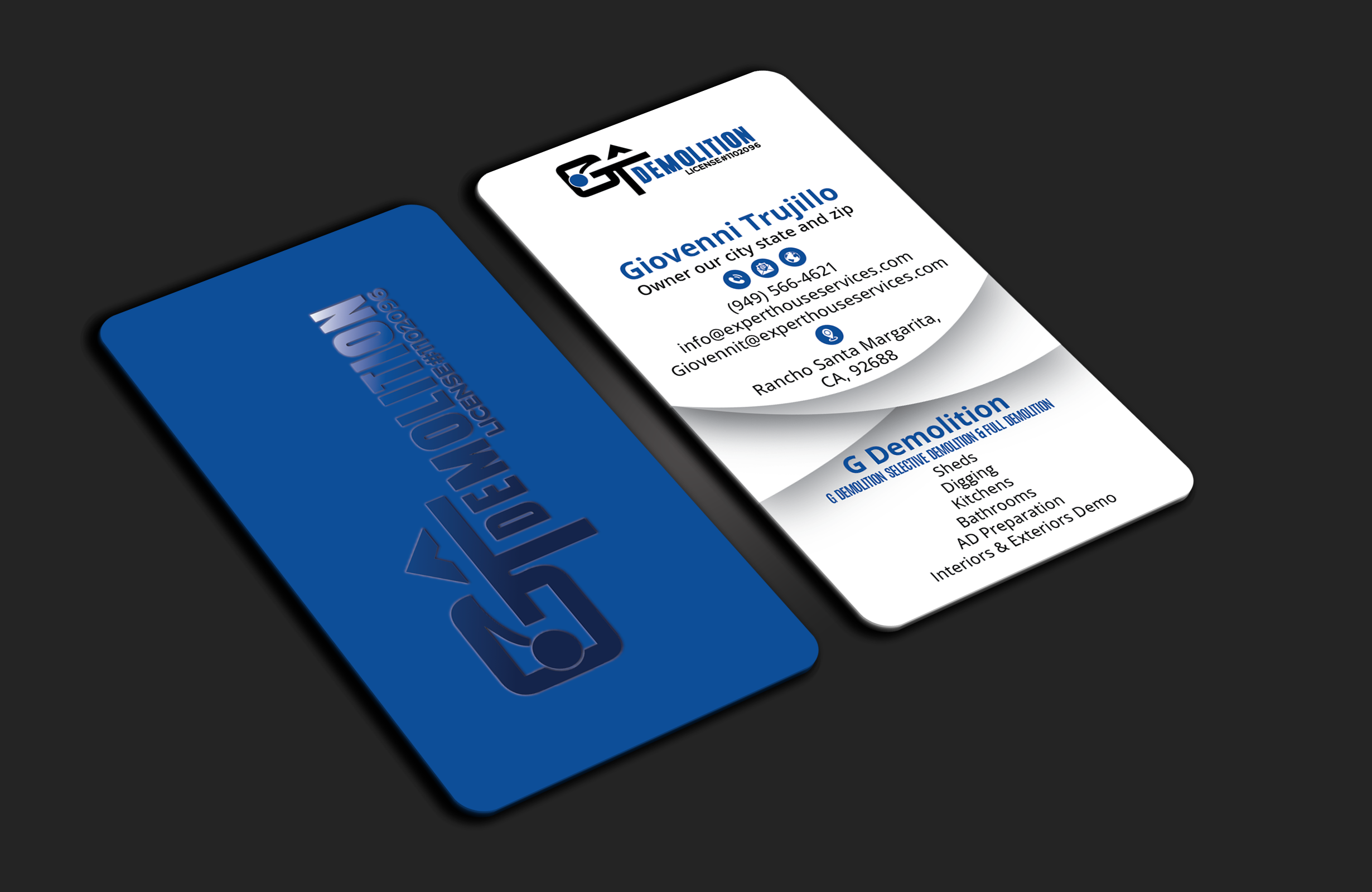 Serious, Modern, Construction specialist in Demolition Business Card ...