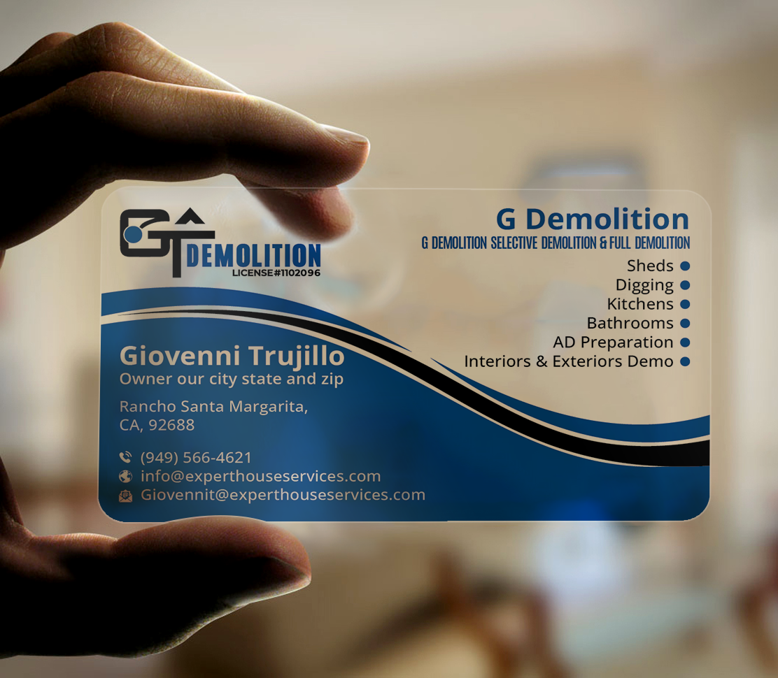 Serious, Modern, Construction specialist in Demolition Business Card Design for GT Demolition by ...