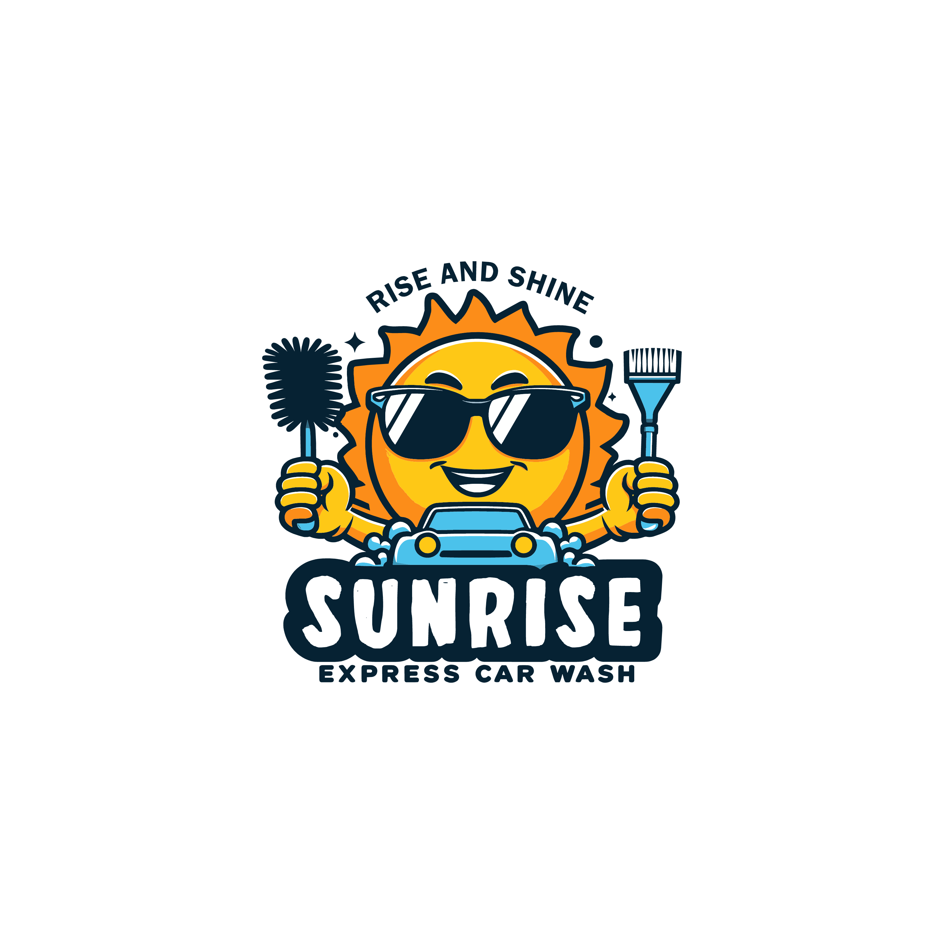 Playful, Personable, Car Wash Logo Design for Name: Sunrise Express Car ...