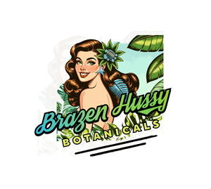 Brazen Hussy Botanicals brand with logo of retro pin up woman ...