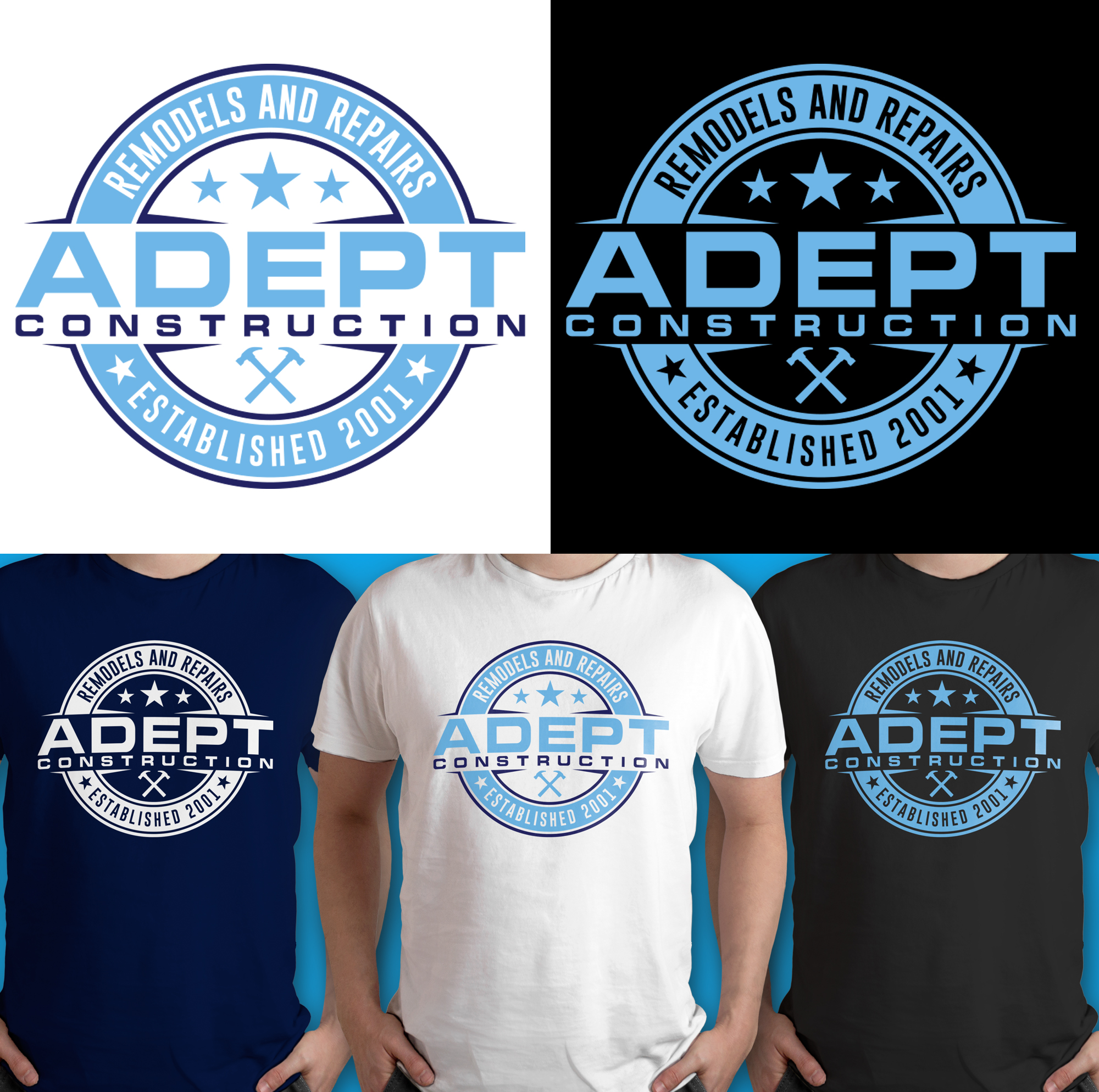 Modern, Masculine, Construction T-shirt Design for Adept Construction ...