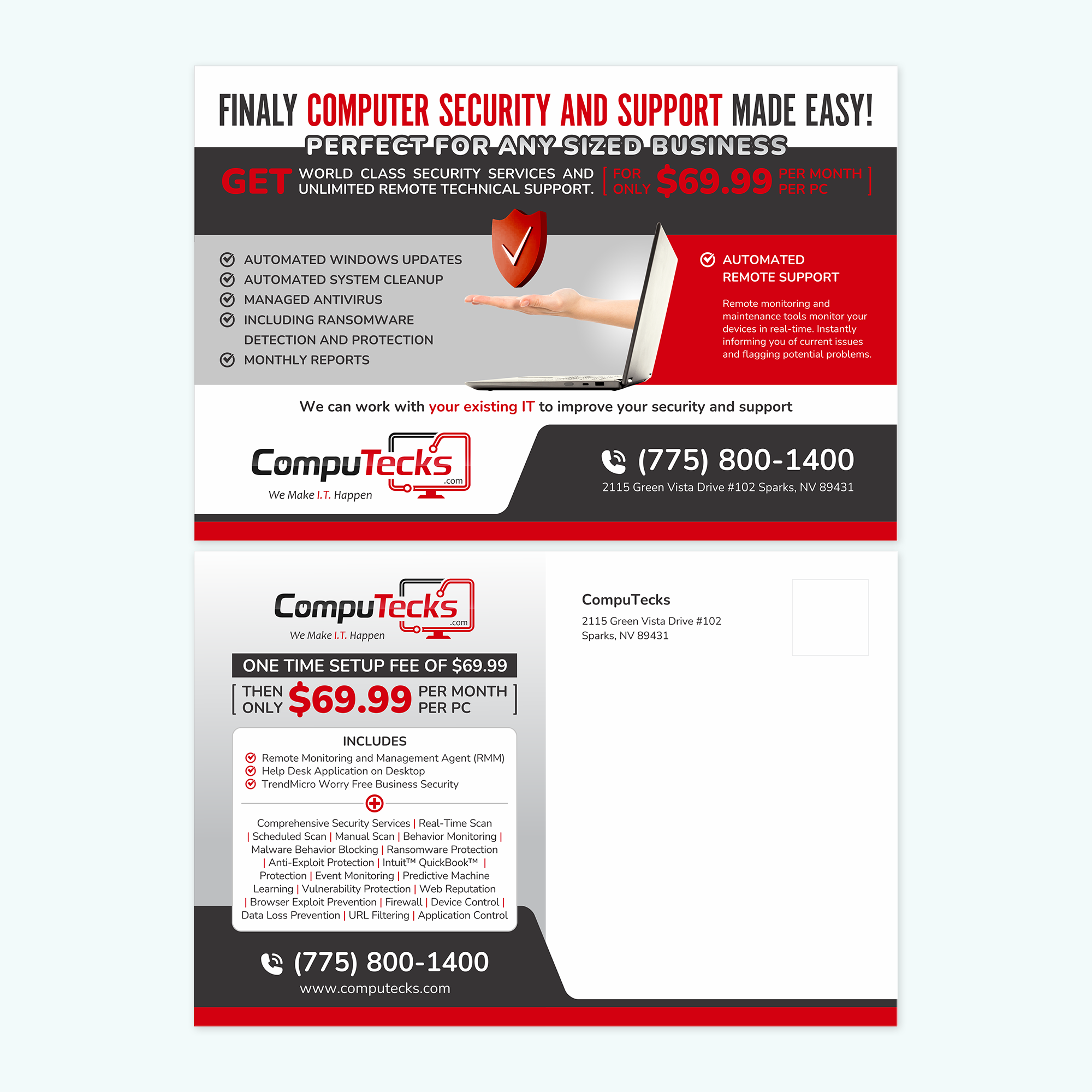 Modern, Professional, Computer Support for Businesses Postcard Design ...
