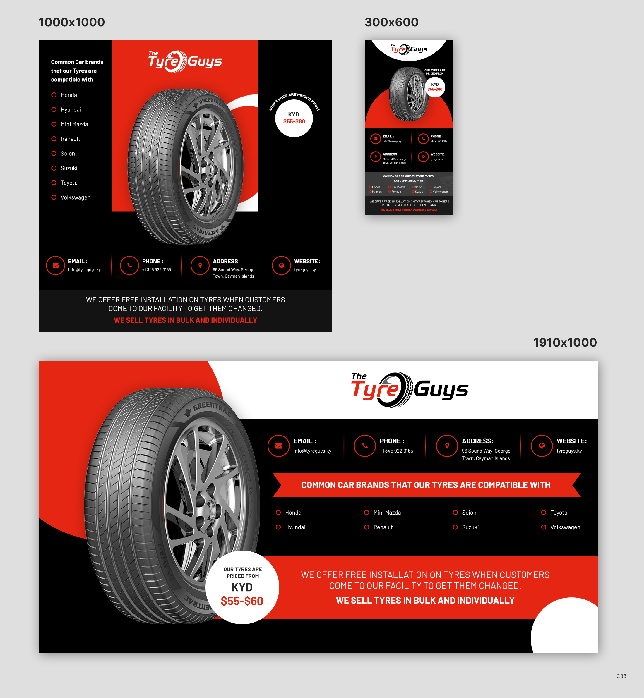 Bold, Masculine, Automotive, Tyre replacement, Car Parts Banner Ad ...