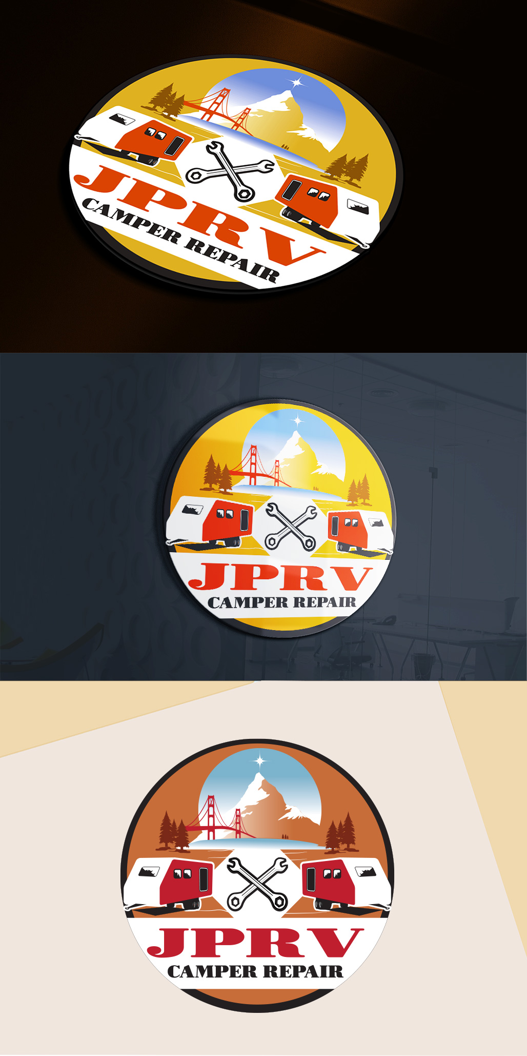 Masculine, Elegant, RV, travel trailer repair Logo Design for JPRV ...