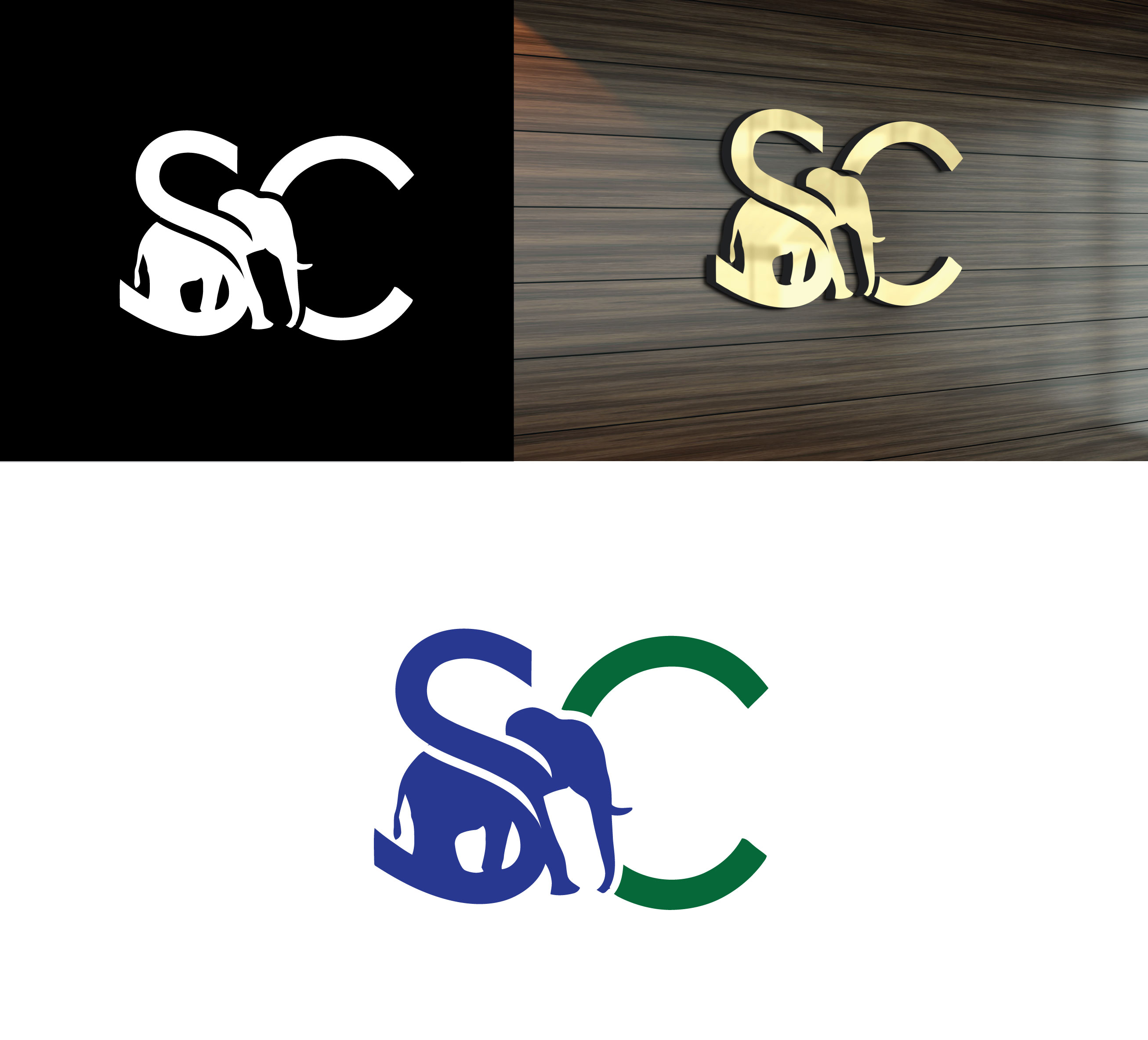 Modern, Professional Logo Design for Letter S and C with an elephant ...