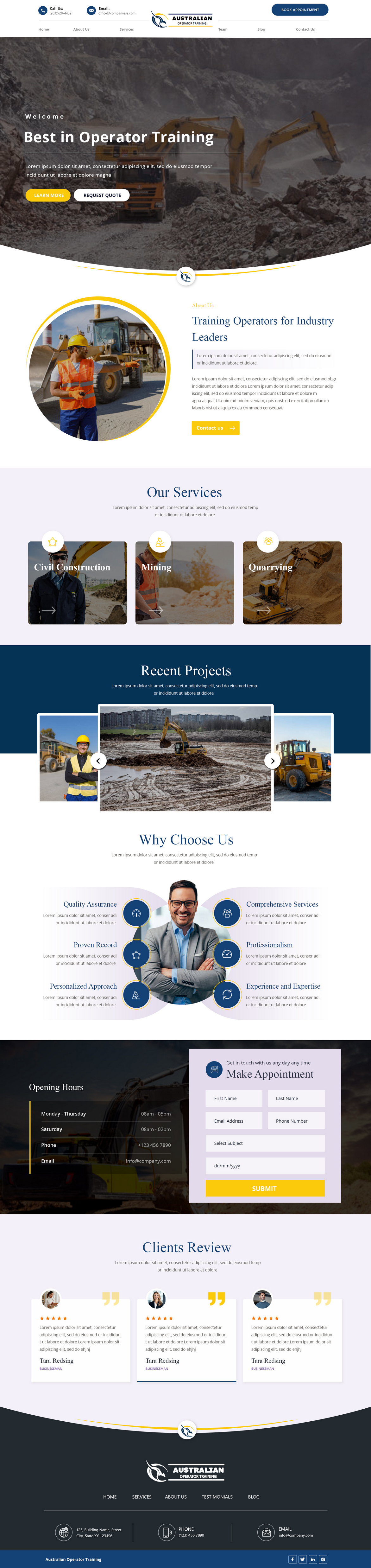 Modern, Professional, Heavy Machinery Training Wordpress Design for a ...