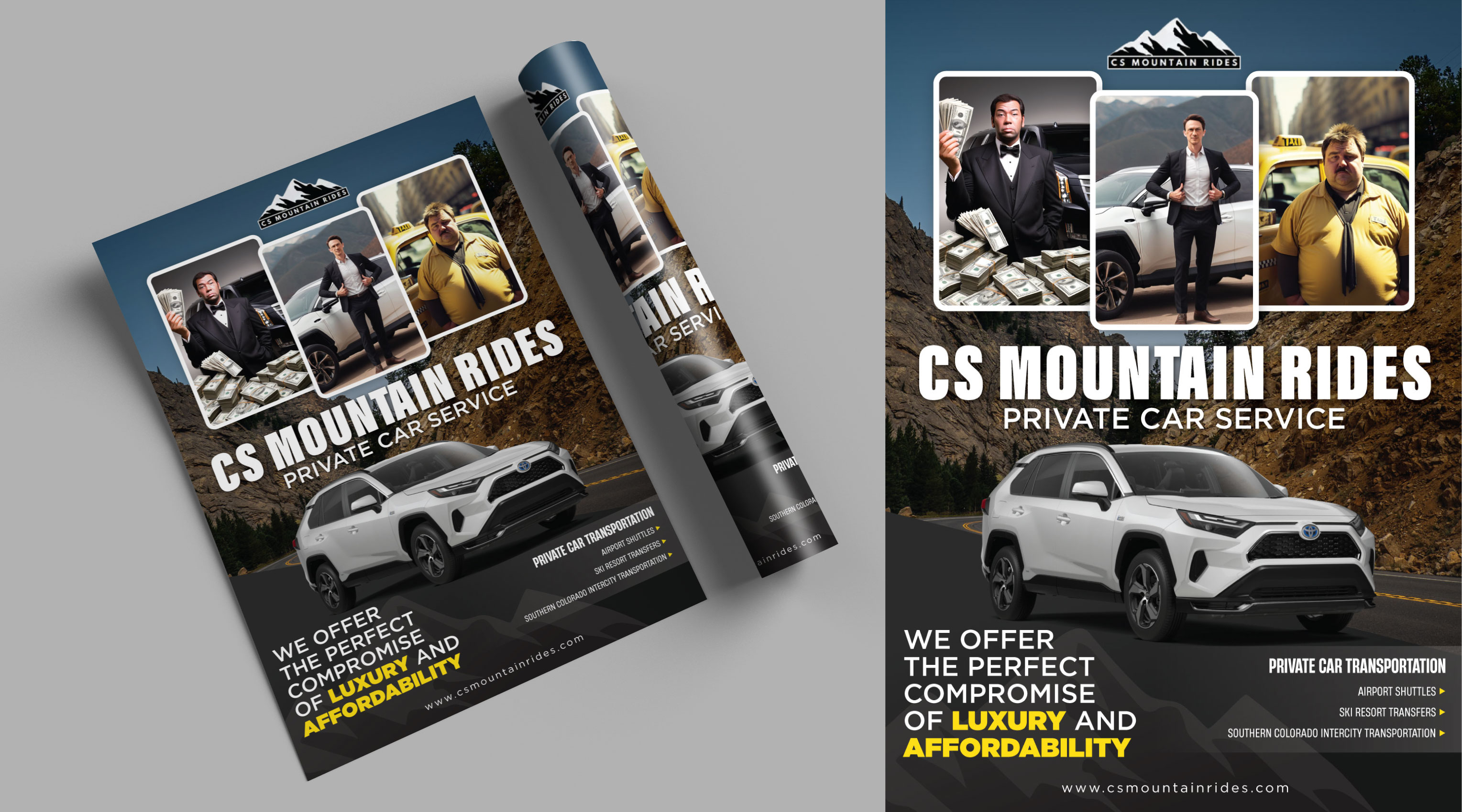 Elegant, Playful, Private car transportation. Chauffeur service. Flyer ...