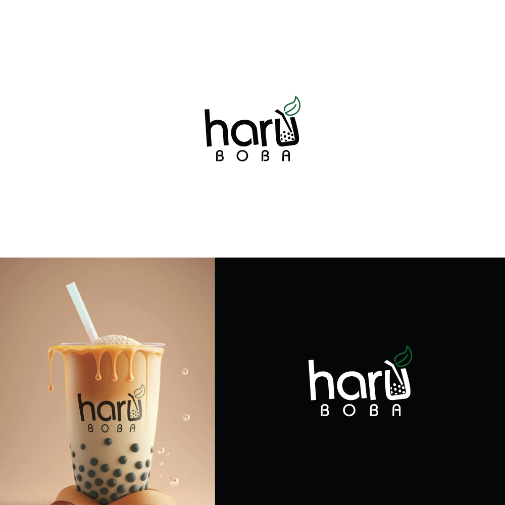 Colorful, Modern, Boba/Smoothies/Milk Tea/Cafe Logo Design for Haru ...
