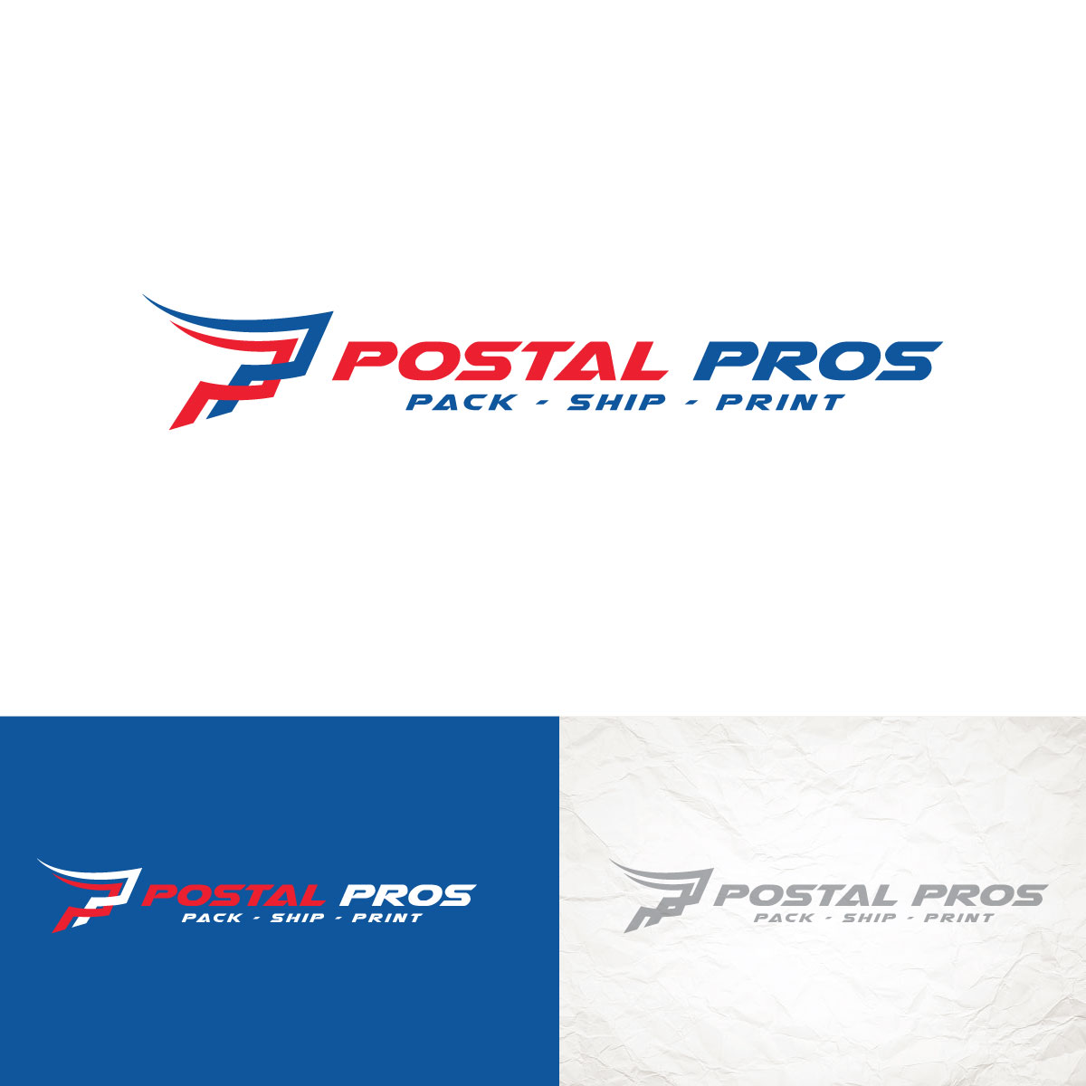 Logo Design for "Postal Pros" with "Pack - Ship - Print" underneath it ...