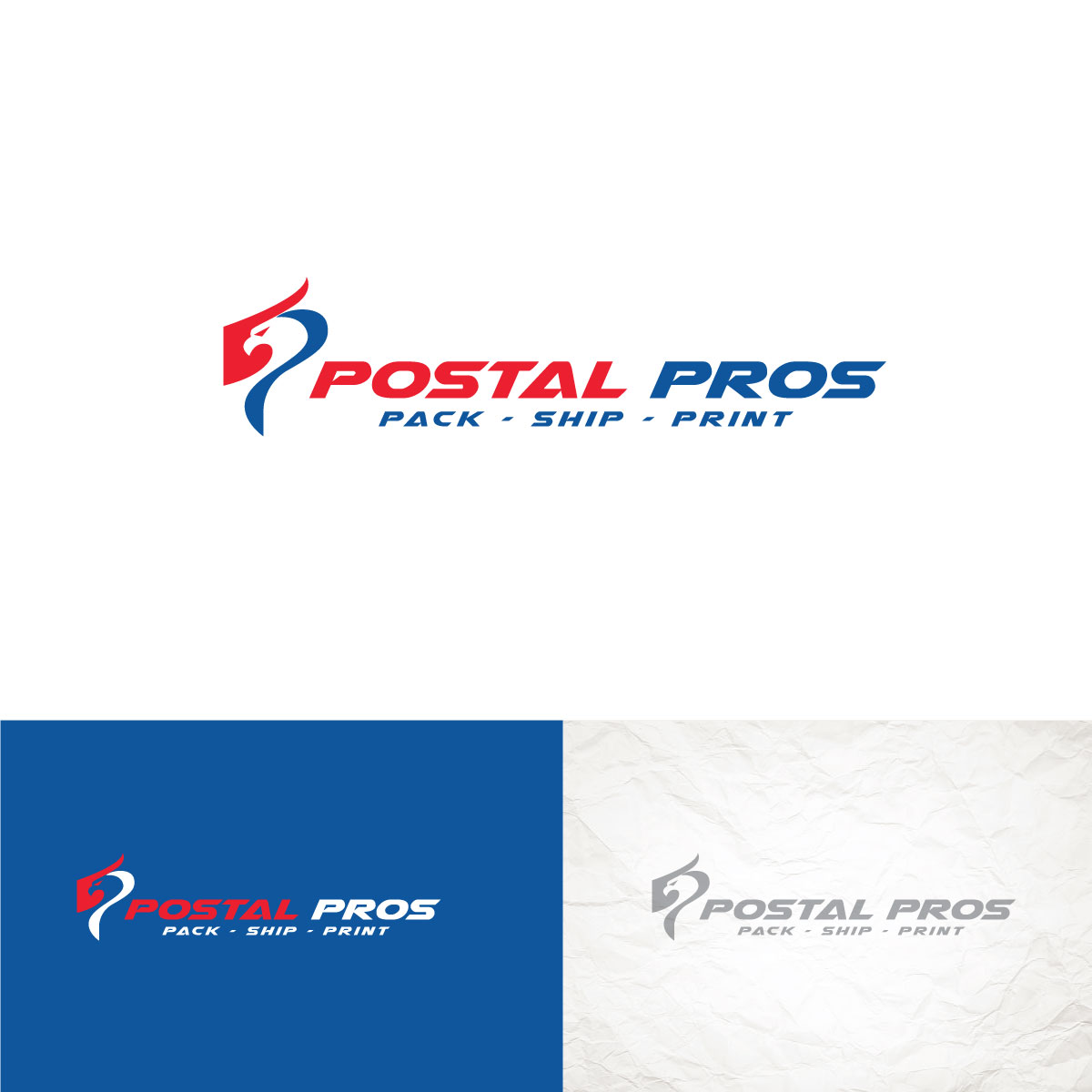 Logo Design for "Postal Pros" with "Pack - Ship - Print" underneath it ...