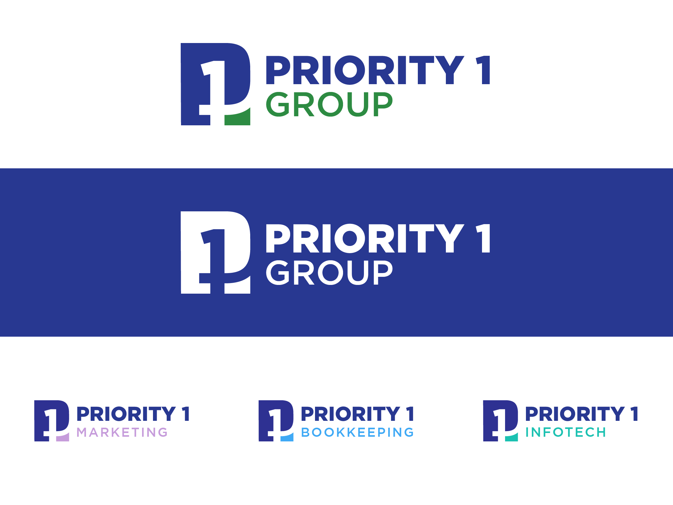 Logo Design for Logo 1: Priority 1 Group; Logo 2: Priority 1 Marketing; Logo 3: Priority 1 ...