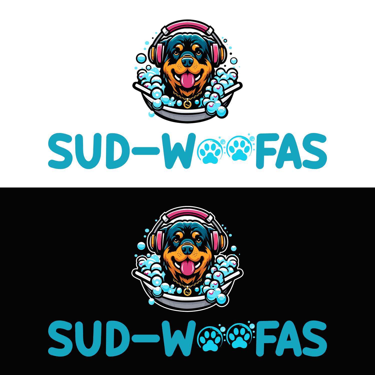 Elegant, Playful Logo Design for The business name Sud- Woofas and maybe a bubble like pawprint ...