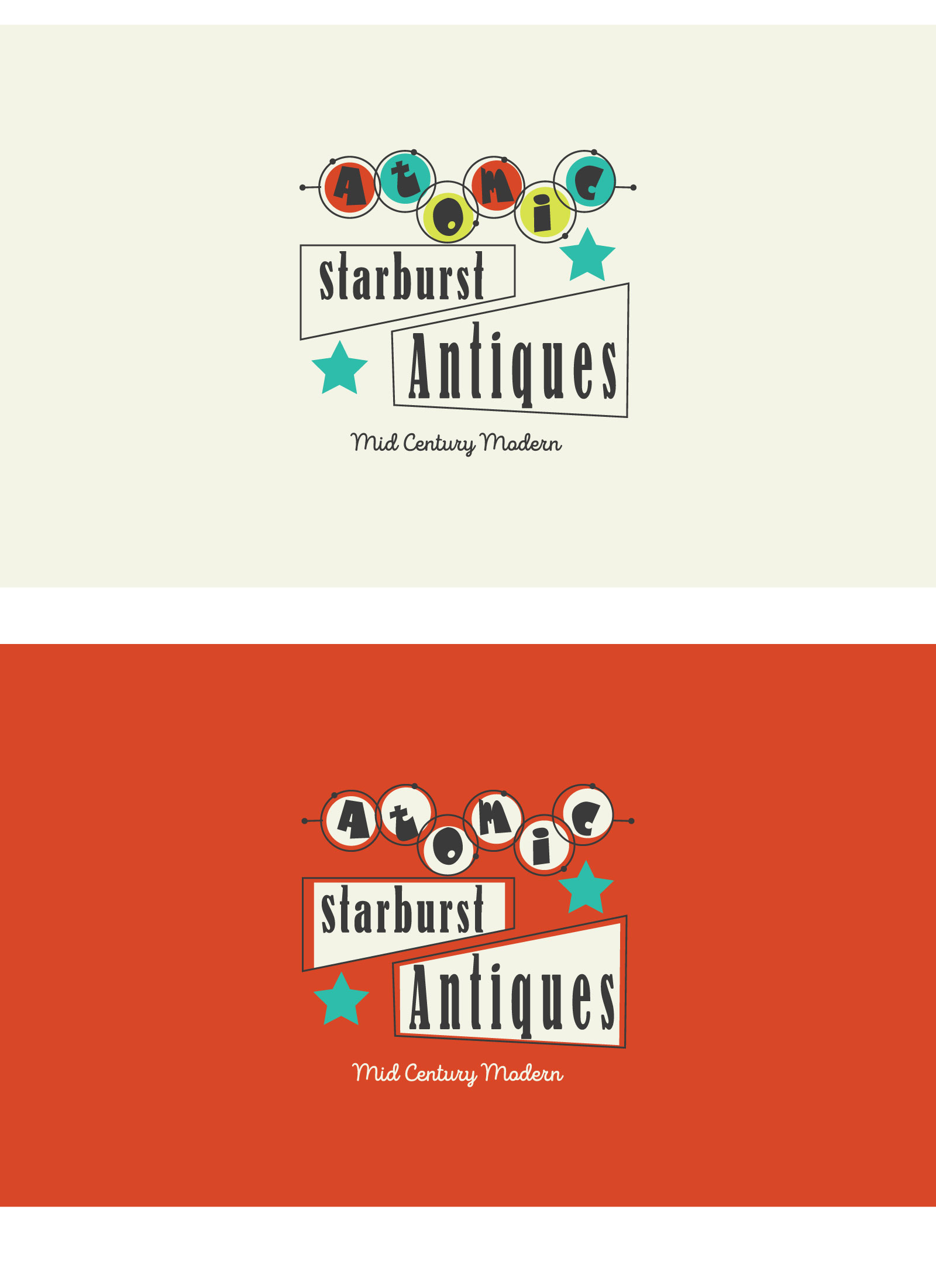 Modern, Colorful, Retail, Antique Store. Logo Design for "Atomic ...