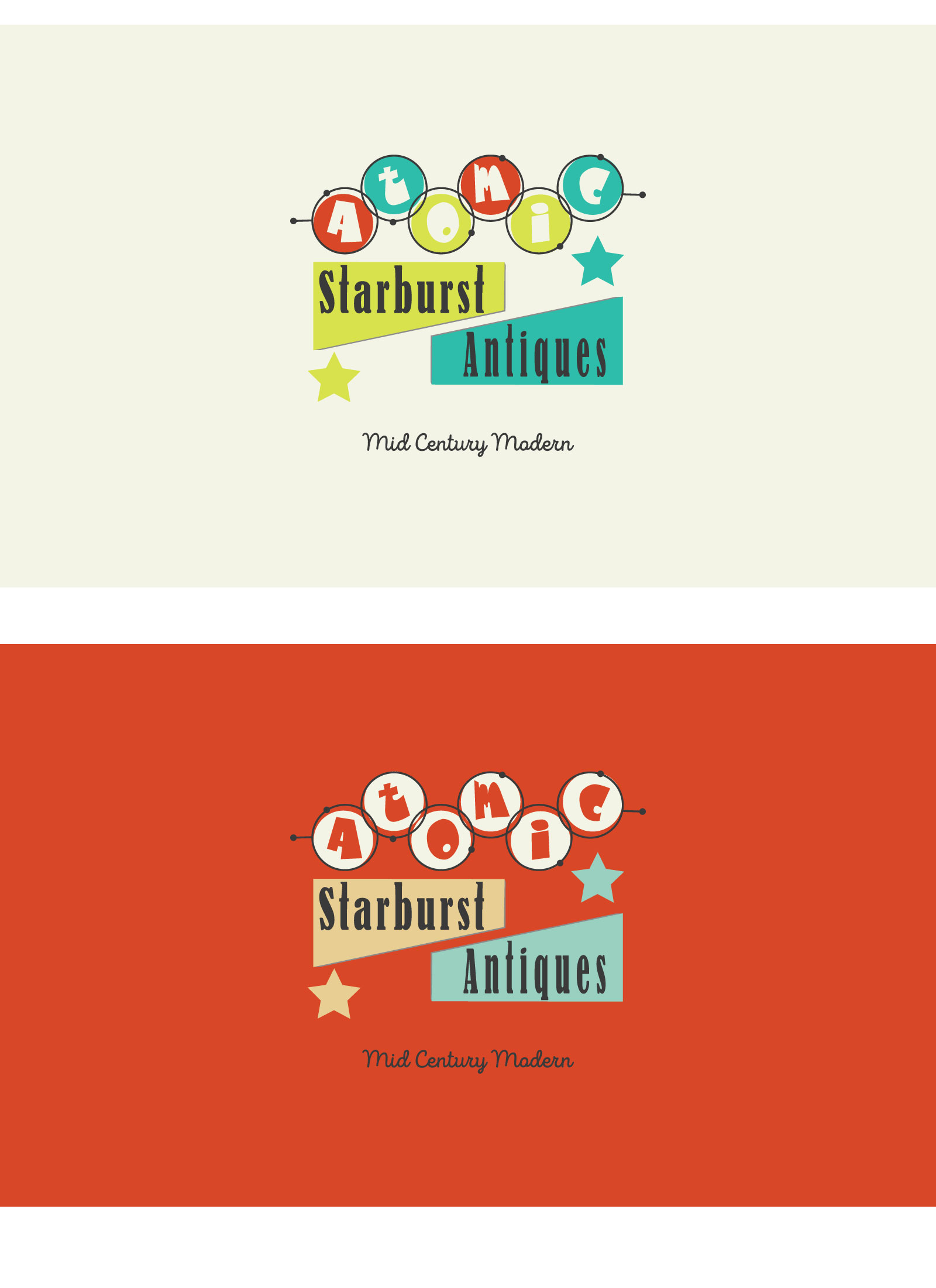 Modern, Colorful, Retail, Antique Store. Logo Design for "Atomic ...