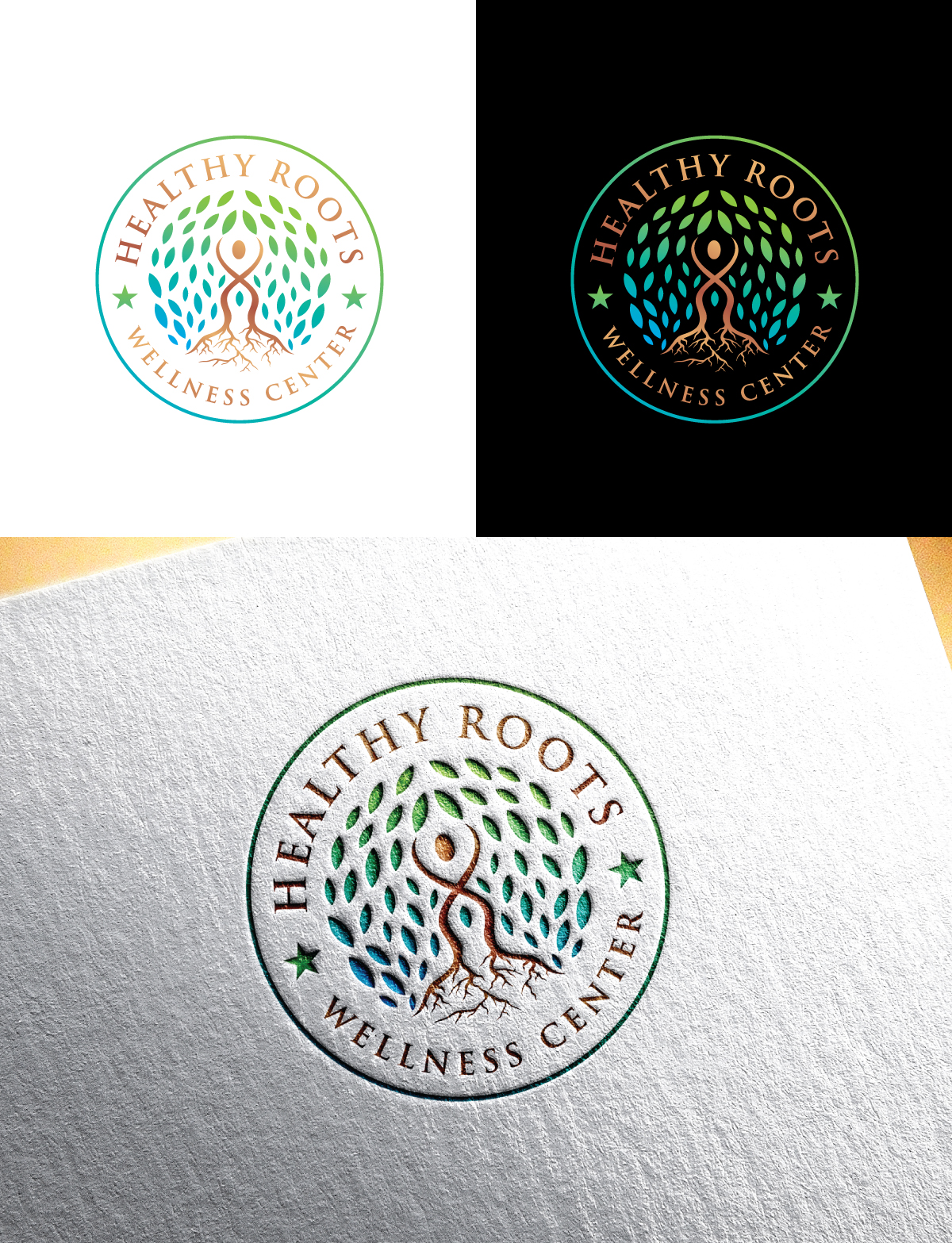 Elegant, Playful Logo Design for Healthy Roots Wellness Center by step ...