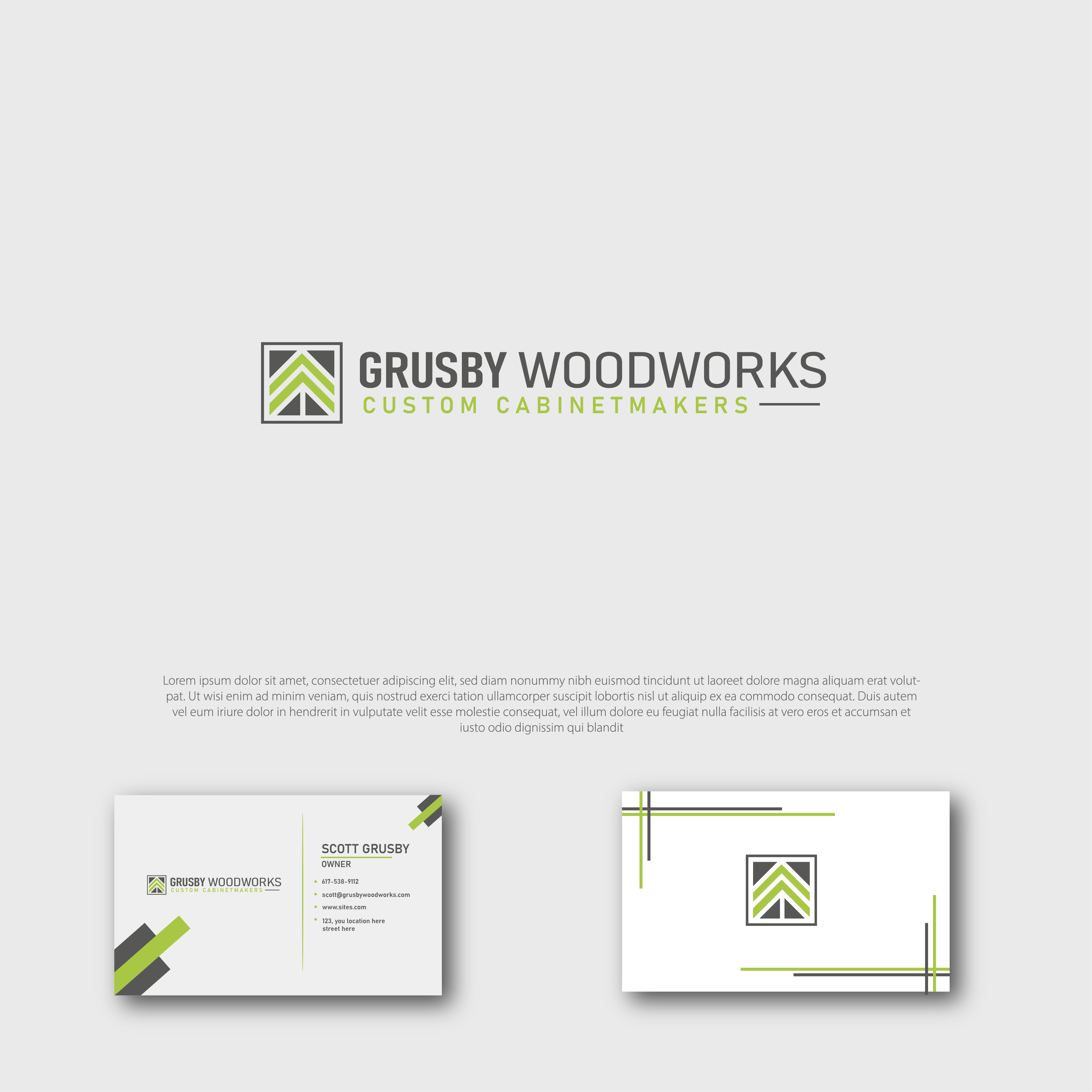 Upmarket, Playful, cabinetry Logo Design for Grusby Woodworks Custom ...