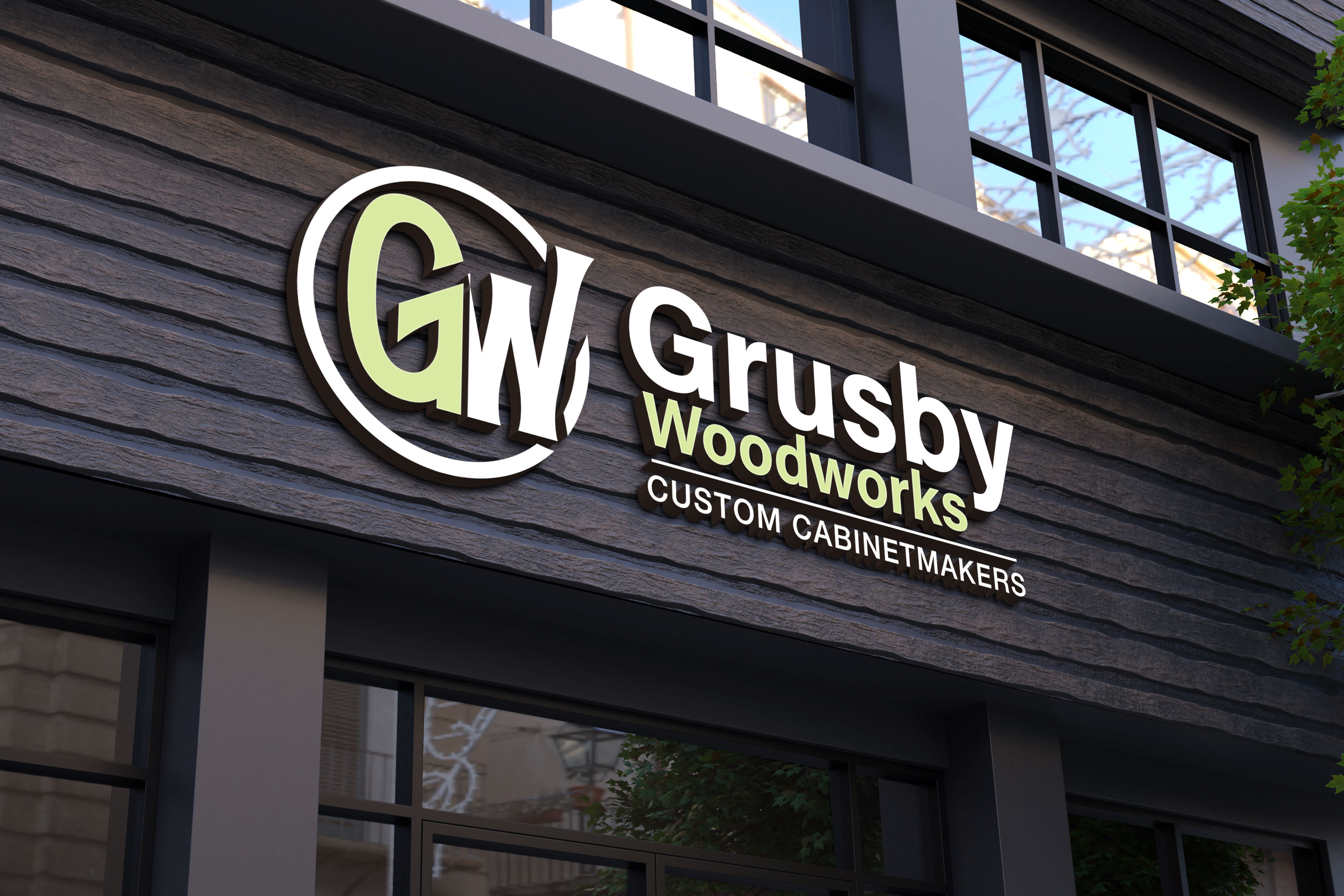 Upmarket, Playful, cabinetry Logo Design for Grusby Woodworks Custom ...