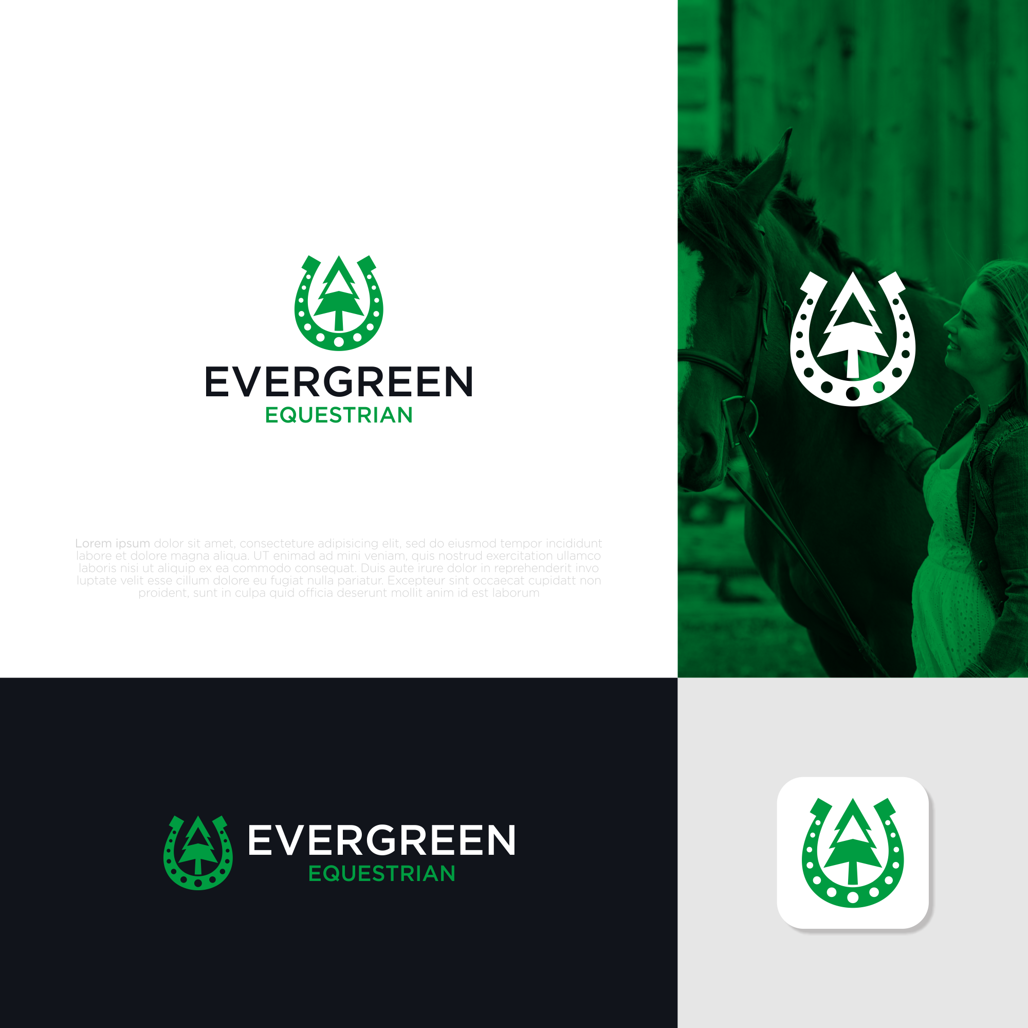 Modern, Professional, Equestrian Logo Design for Evergreen Equestrian ...