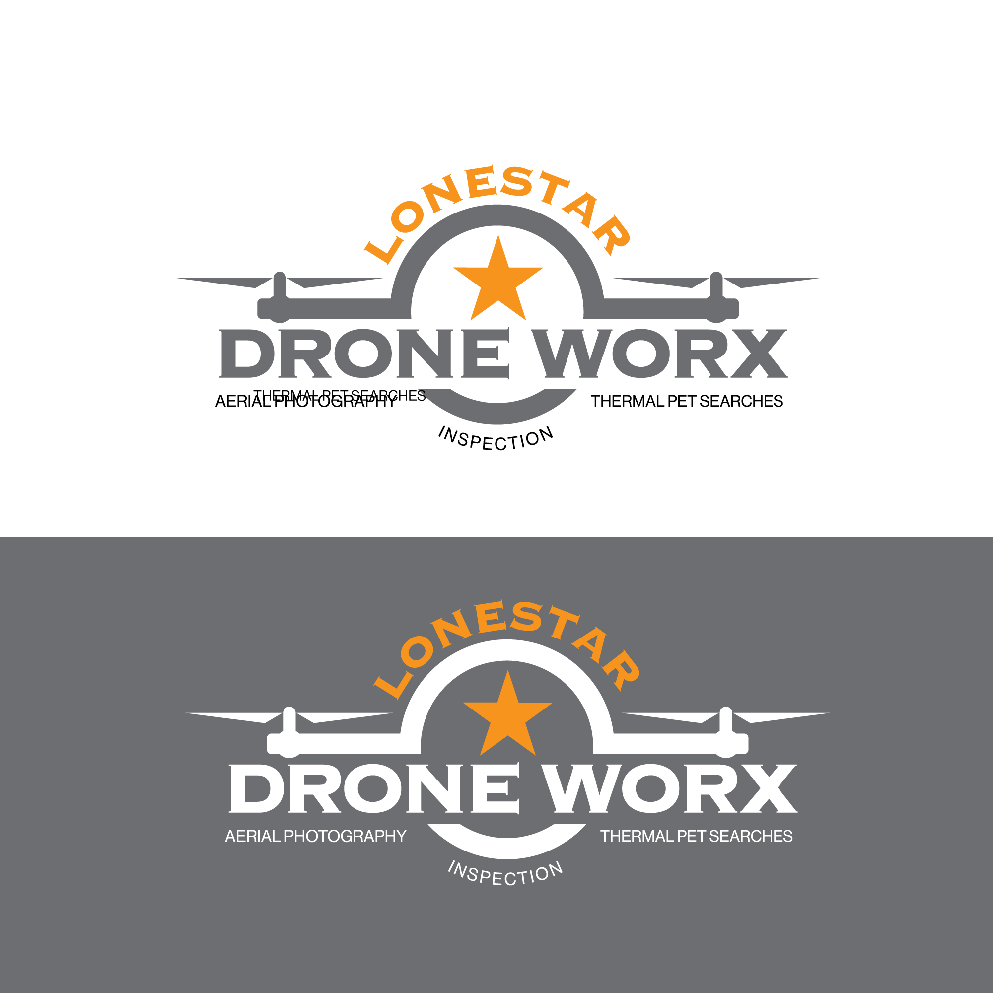 Bold, Serious Logo Design for LONE STAR DRONE WORX with Aerial Photography - Inspection ...