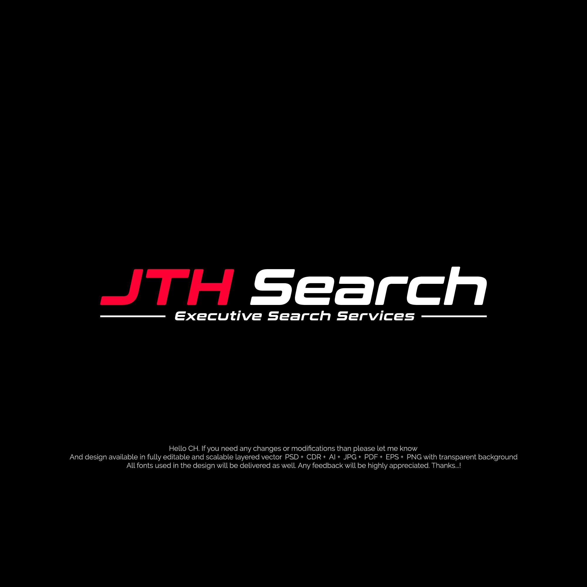 Serious, Traditional Logo Design for JTH Search w/ Tagline "Executive Search Services" by ...