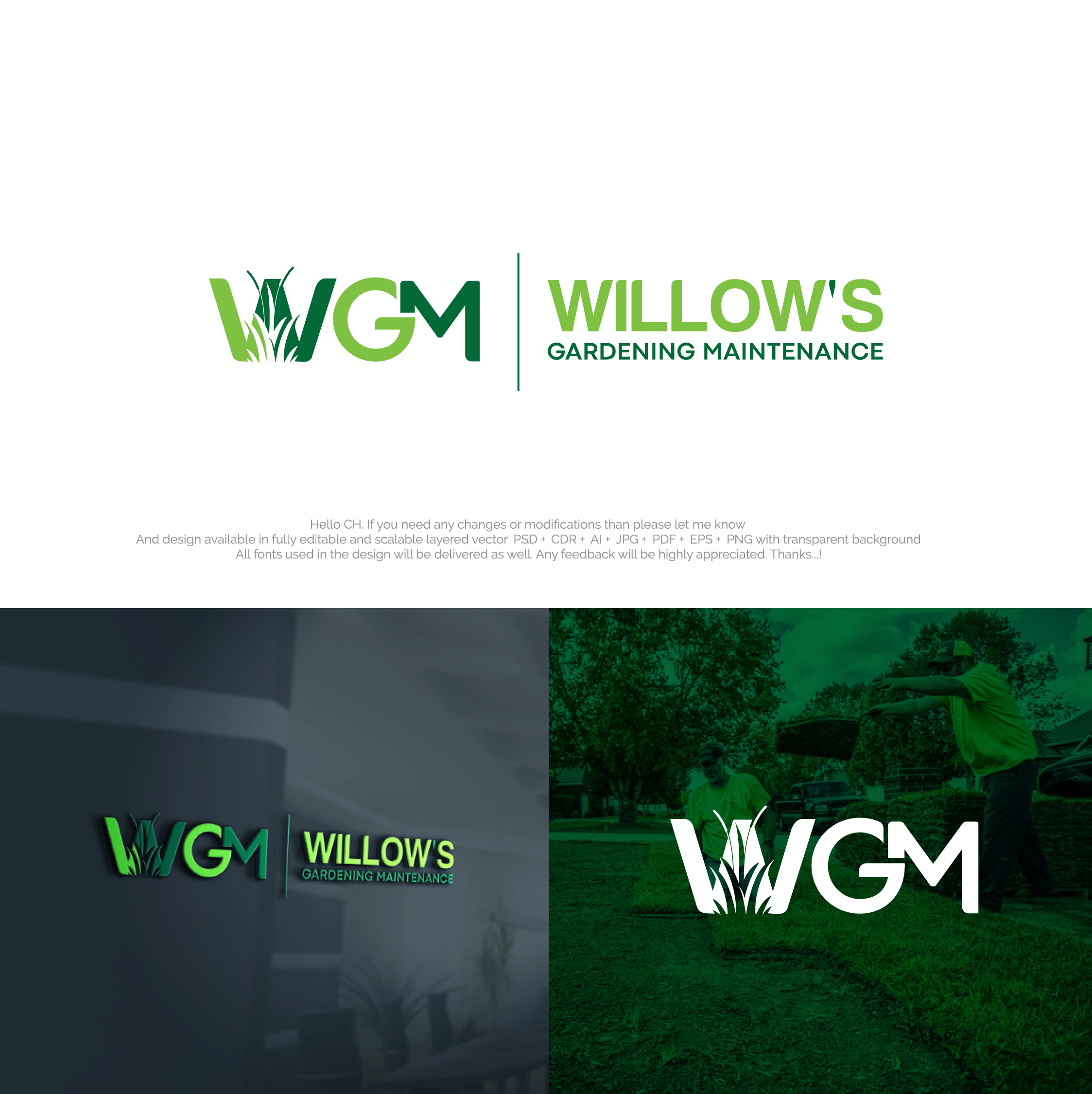Logo Design for WGM 'willow's gardening maintenance by NaimBashar ...
