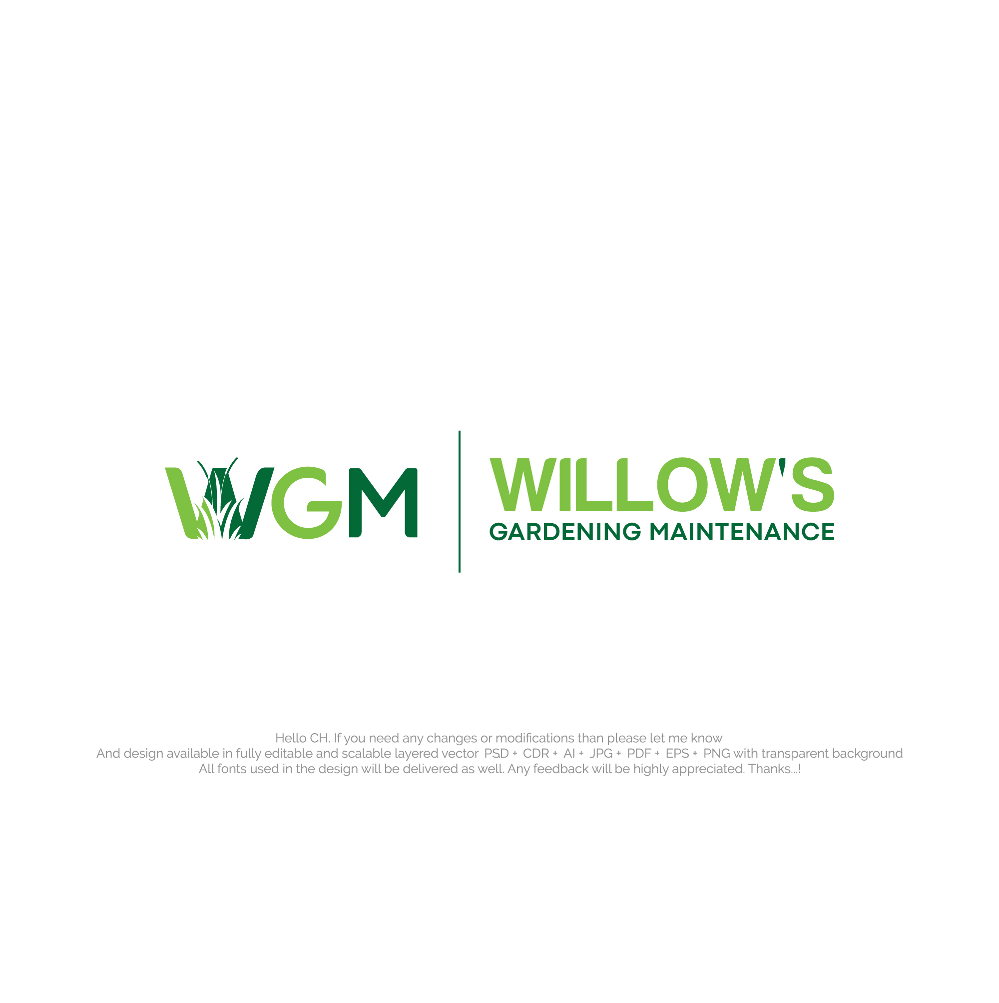 Logo Design for WGM 'willow's gardening maintenance by NaimBashar ...
