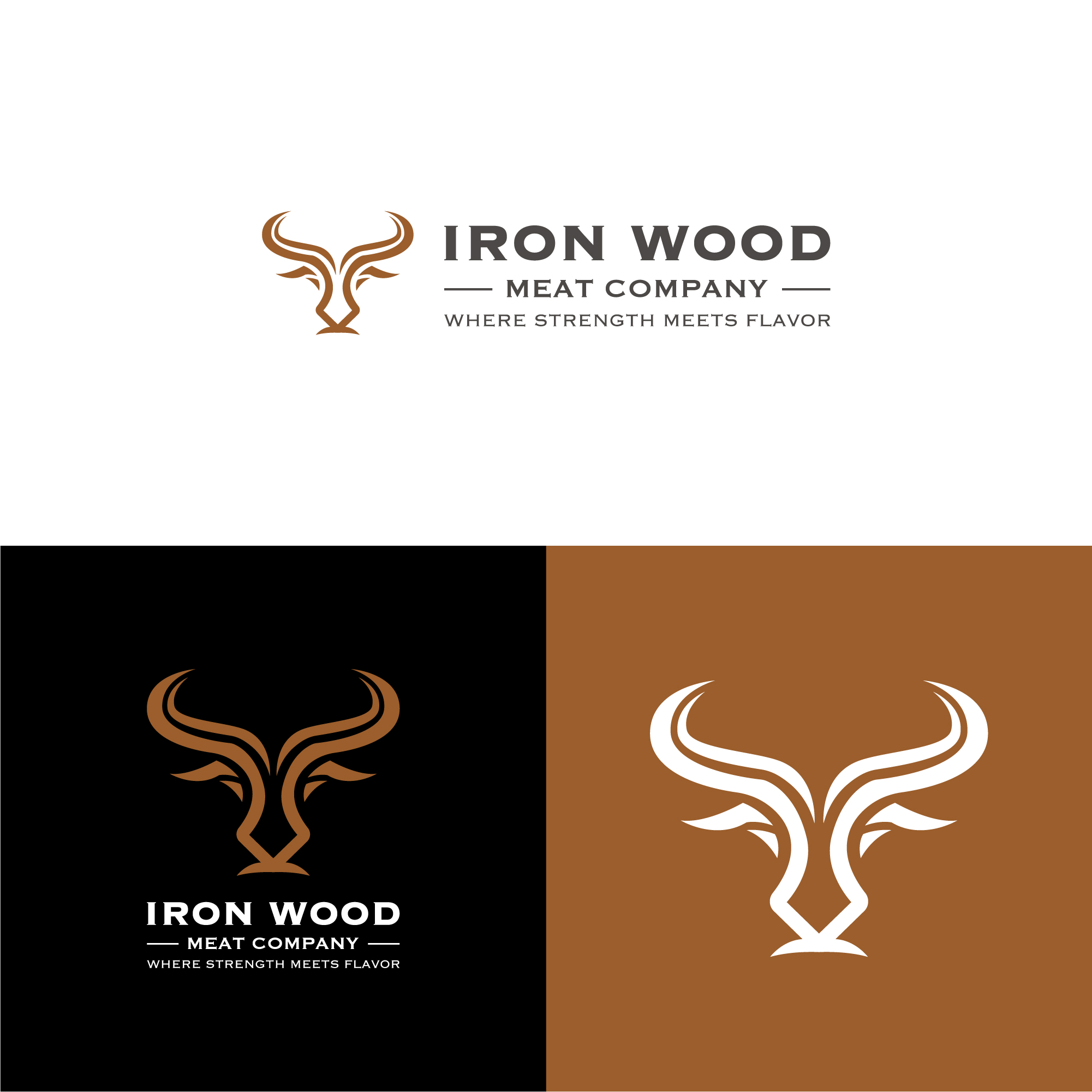 Upmarket, Masculine, High End Cattle Logo Design for Iron Wood Meat ...