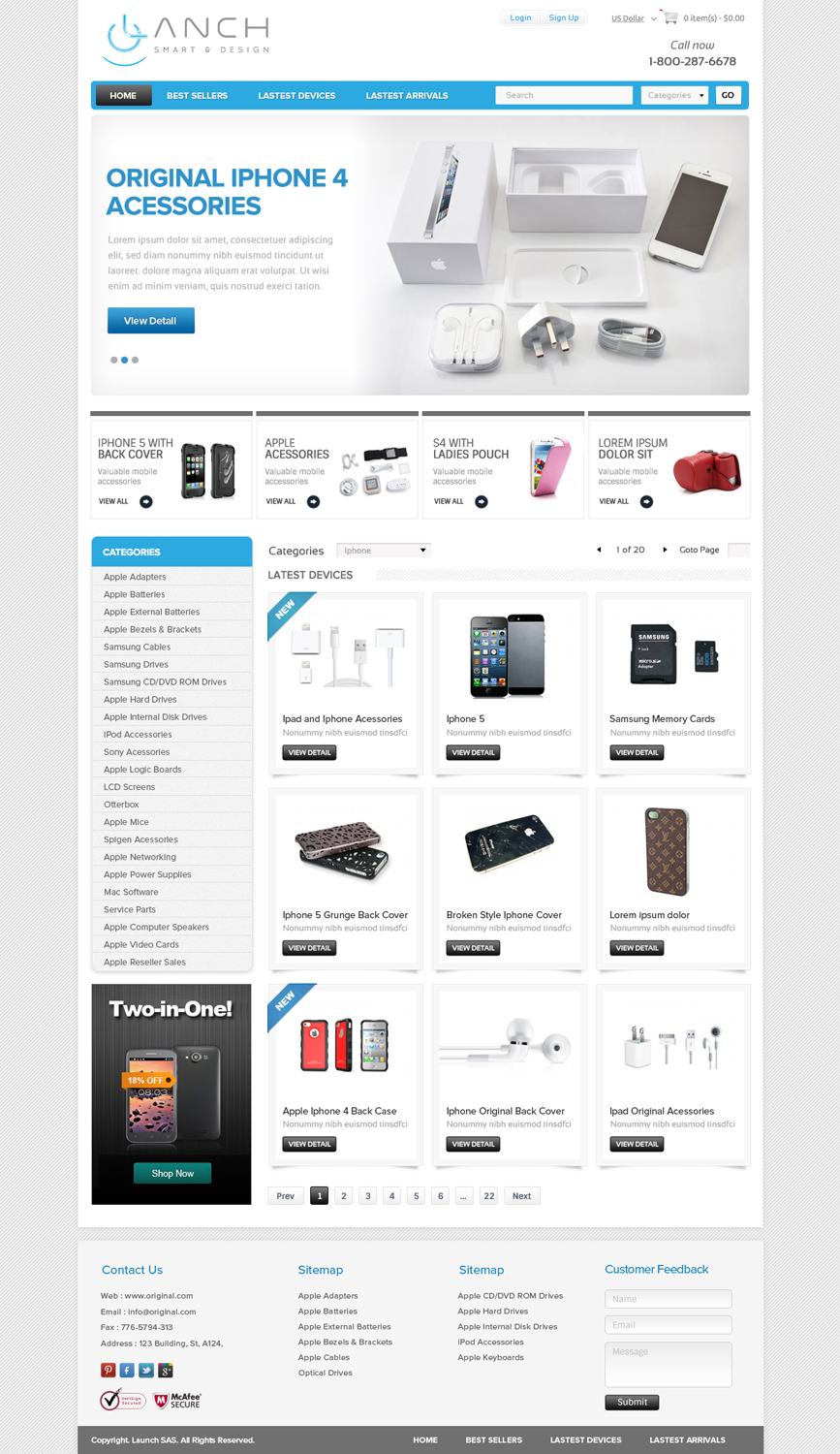 Feminine, Modern, Cell Phone Web Design for LANCH by OM | Design #3175902